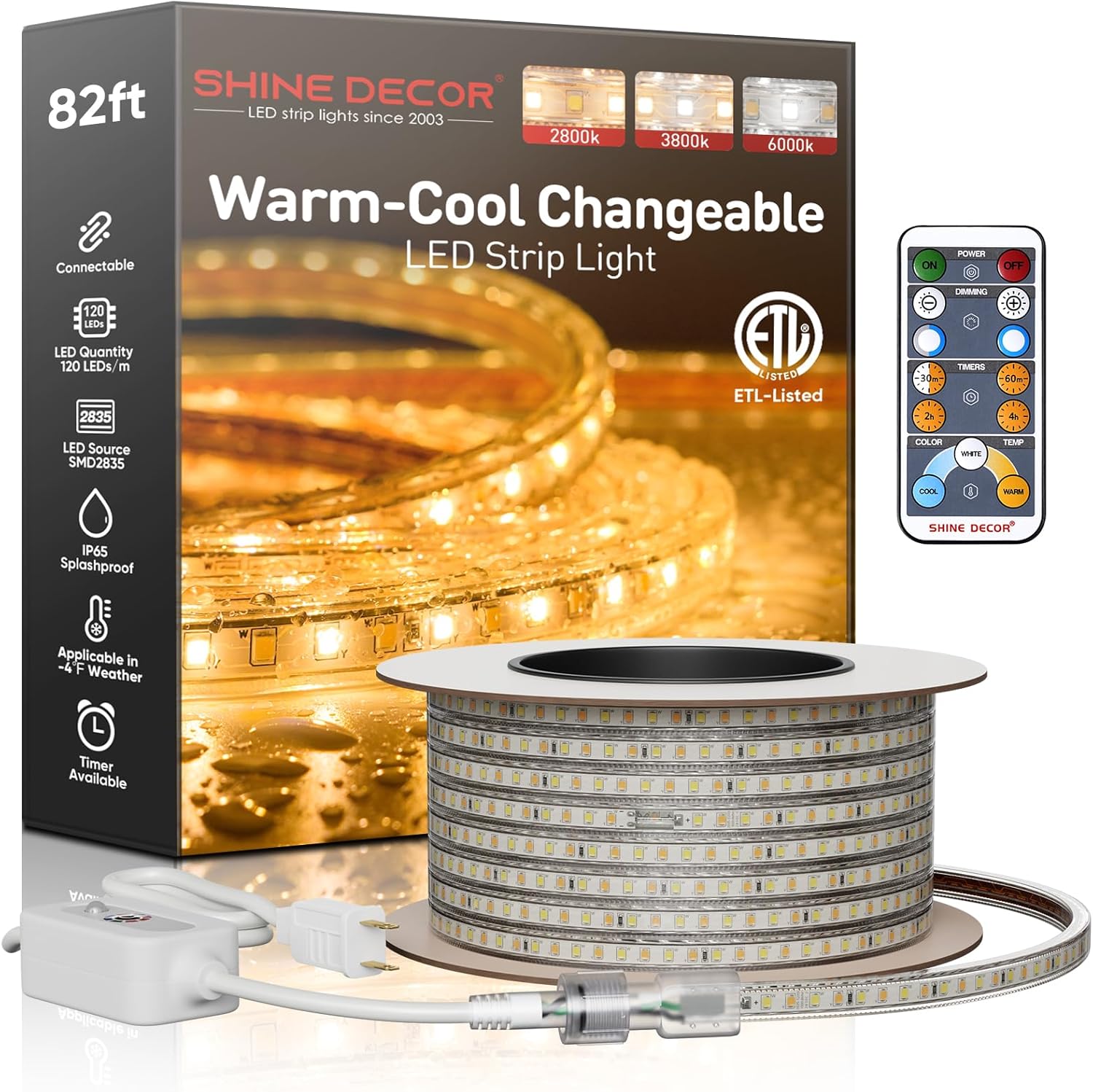 Amazon.com: Shine Decor LED Strip Light Connectable, CCT 2800-6000K ...