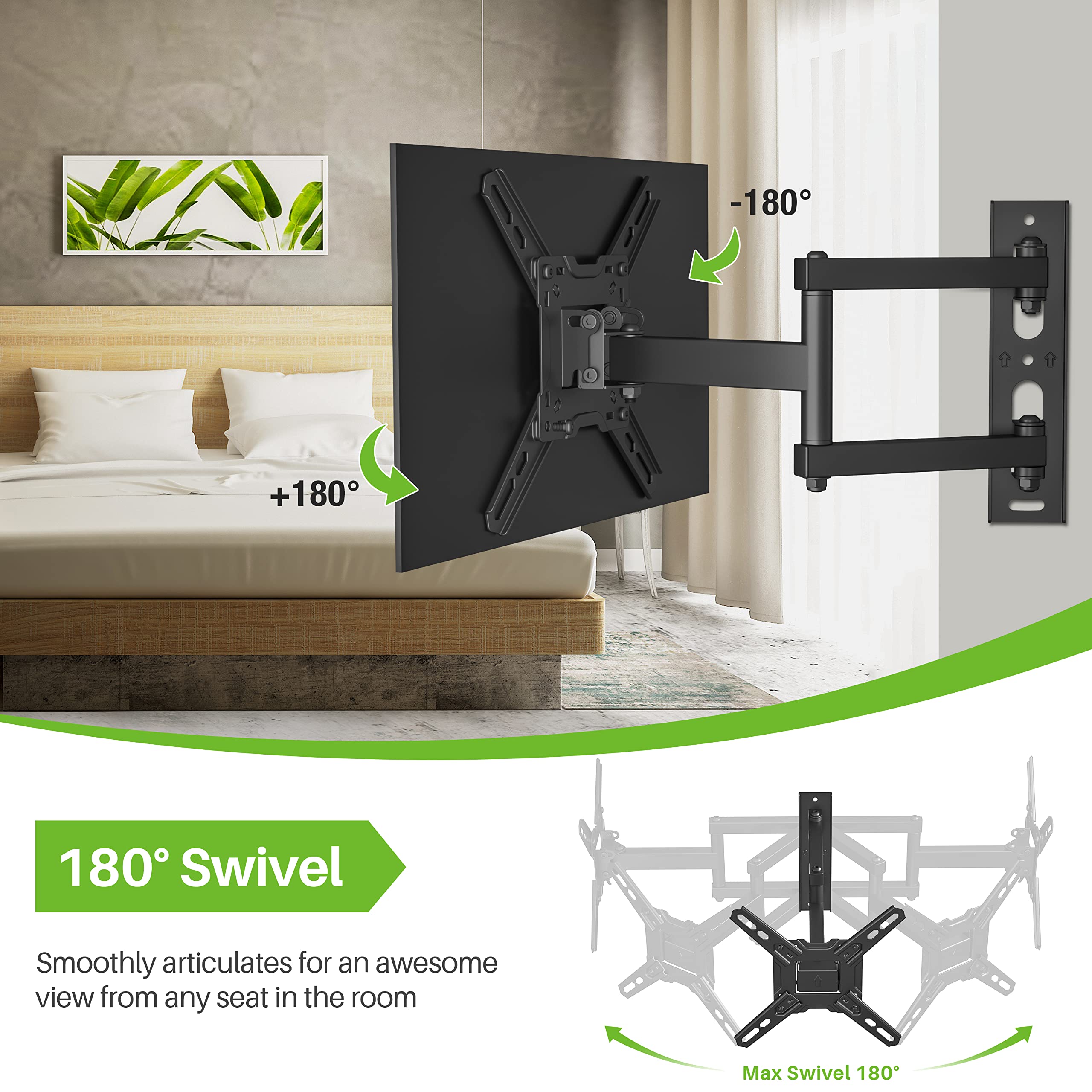 Snapklik.com : Full Motion Monitor TV Wall Mount Bracket Most 13-42 ...