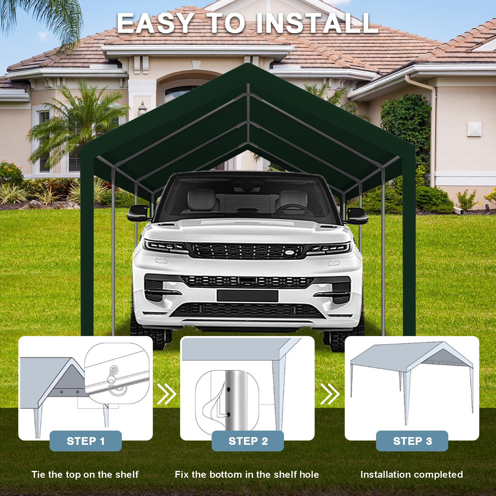 Snapklik.com : 10x20 Carport Canopy Replacement Cover, 220g Heavy Duty ...