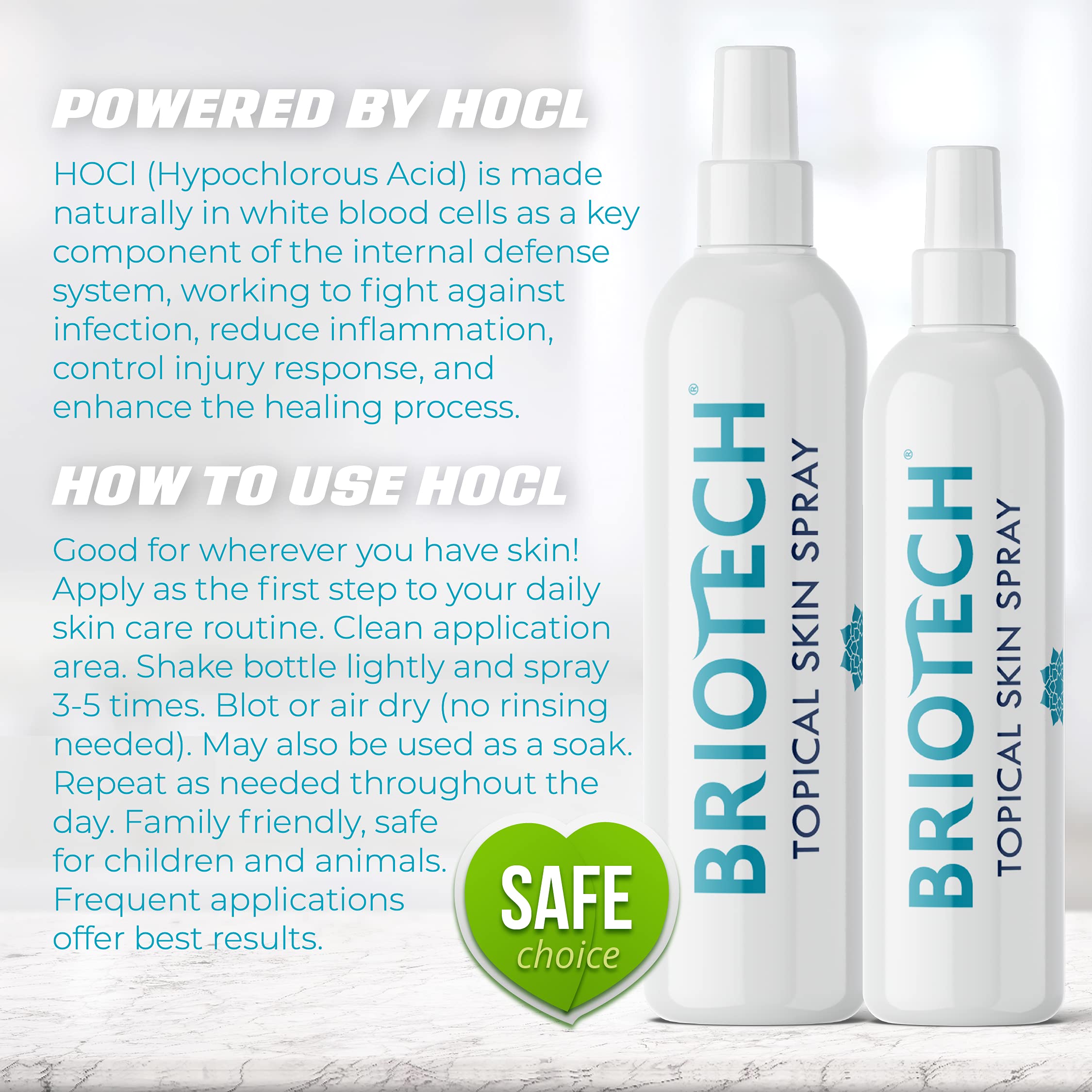Buy BRIOTECH Topical Skin Spray, Pure HOCl, Hypochlorous Acid Facial ...