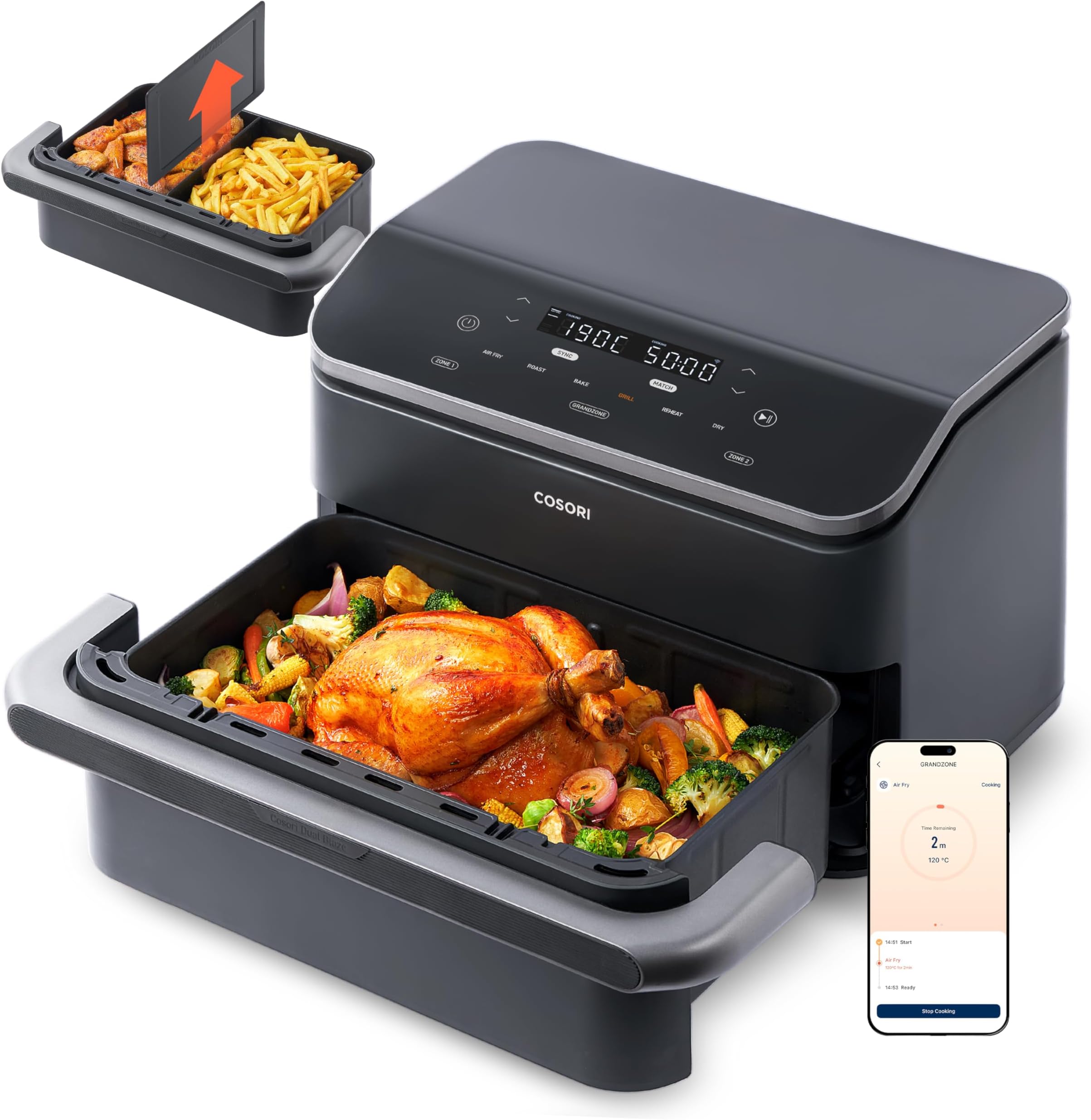 Ninja Foodi FlexDrawer Dual Zone Heißluftfritteuse, Airfryer mit 10,4 ...