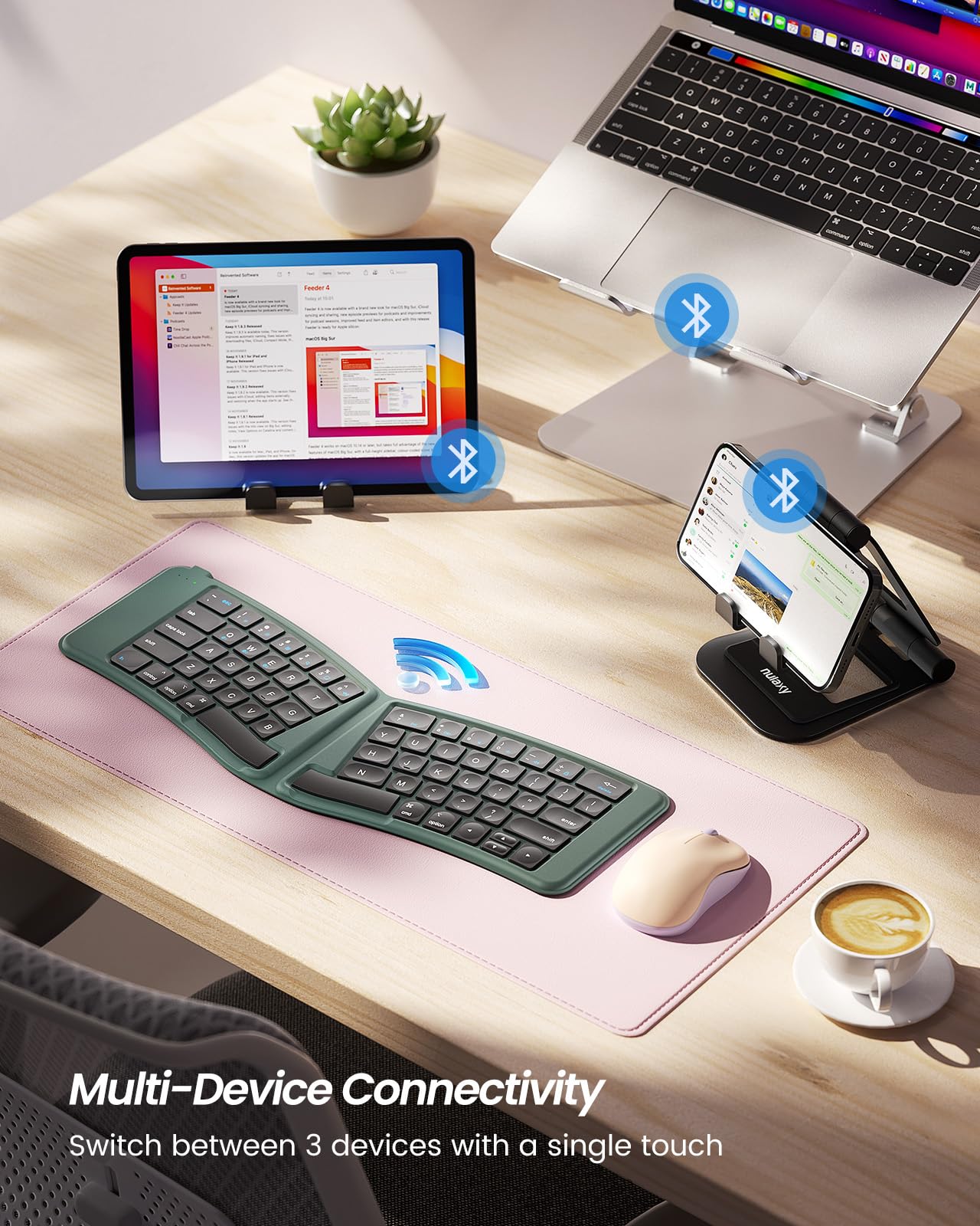 Snapklik.com : Nulea RT06 Business Series Leather Bluetooth Keyboard ...