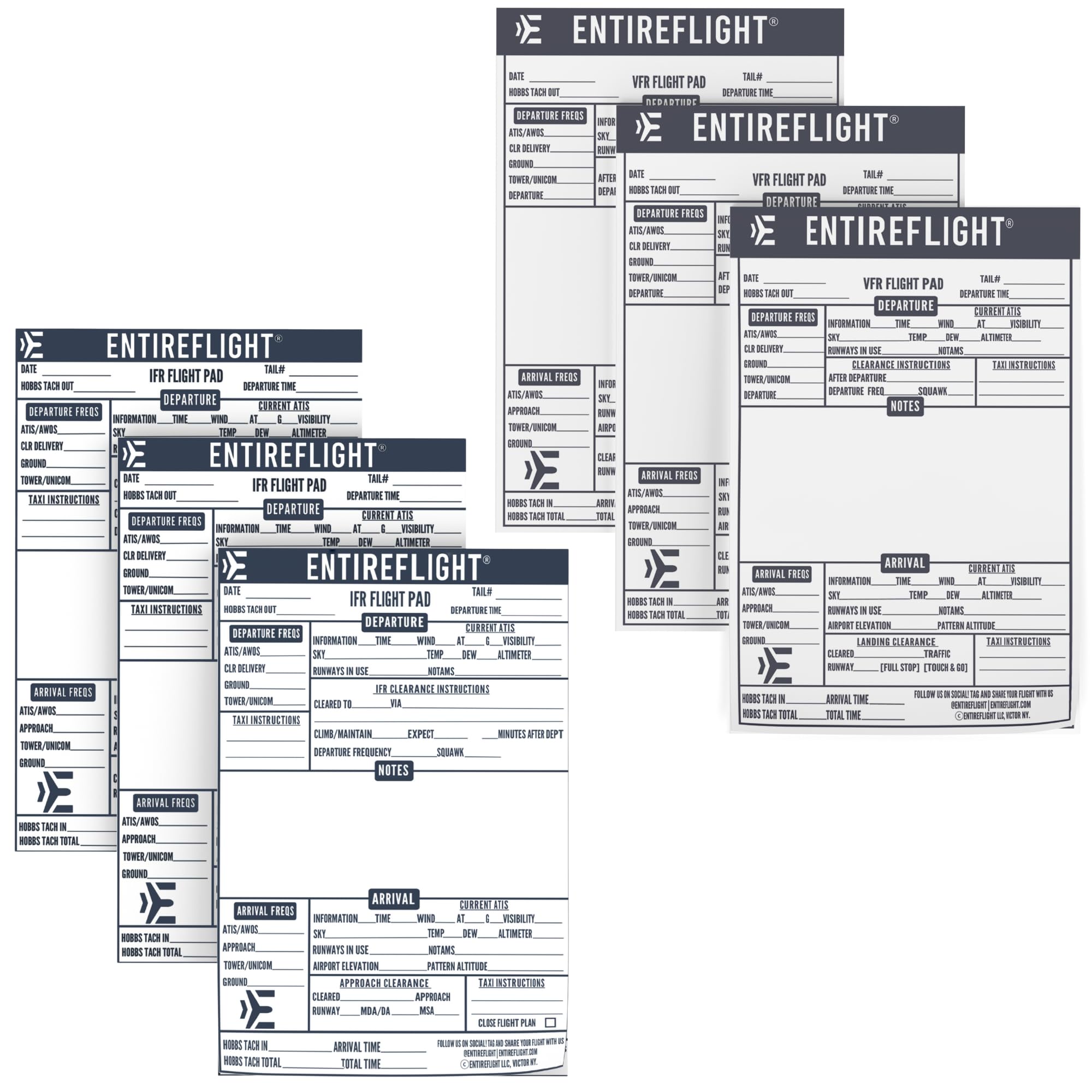 Amazon.com: EntireFlight - IFR Flight Notepad 3 Pack & VFR Flight ...