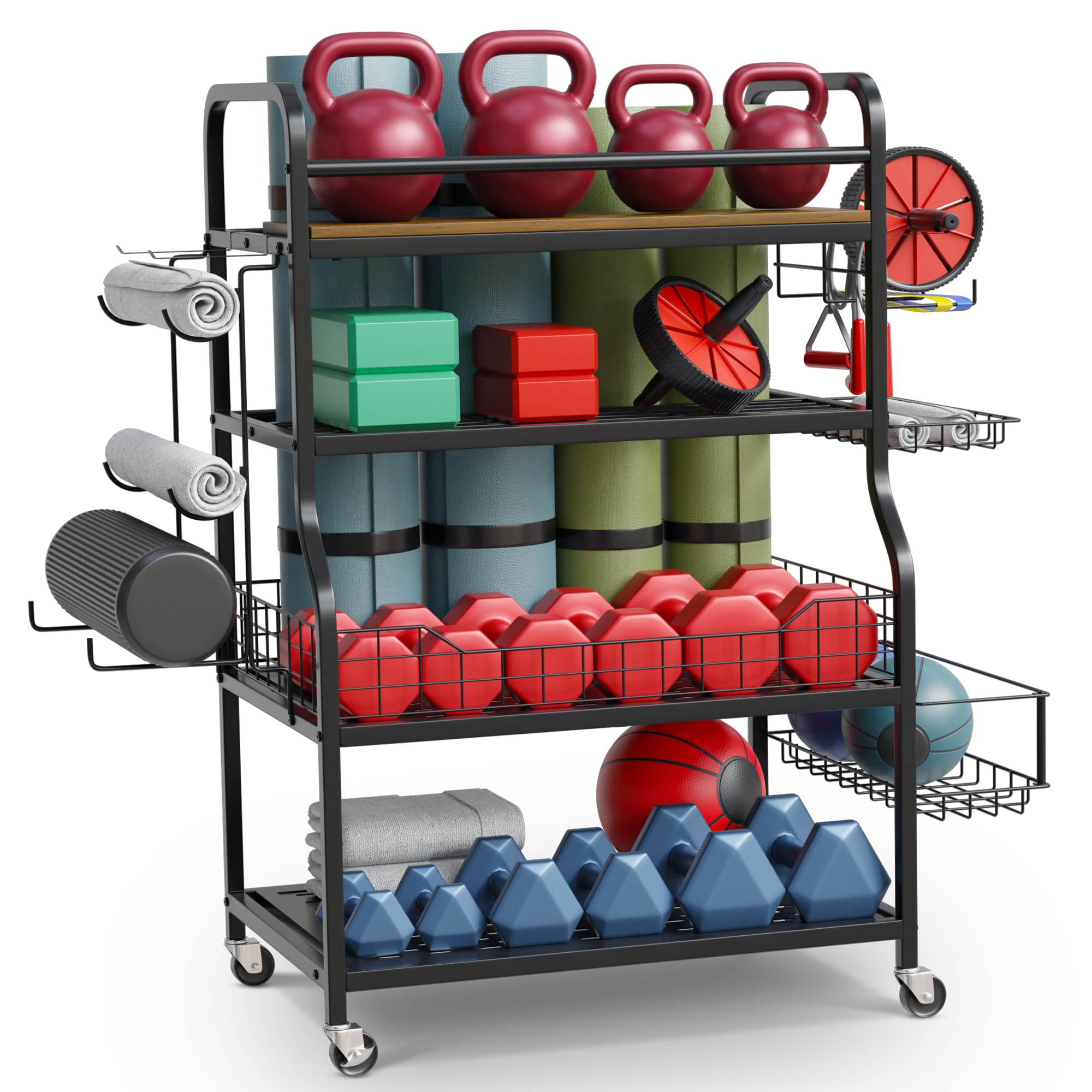 Weight Rack for Home Gym - Yoga Mat Storage, Kettlebell Rack, Dumbbell ...