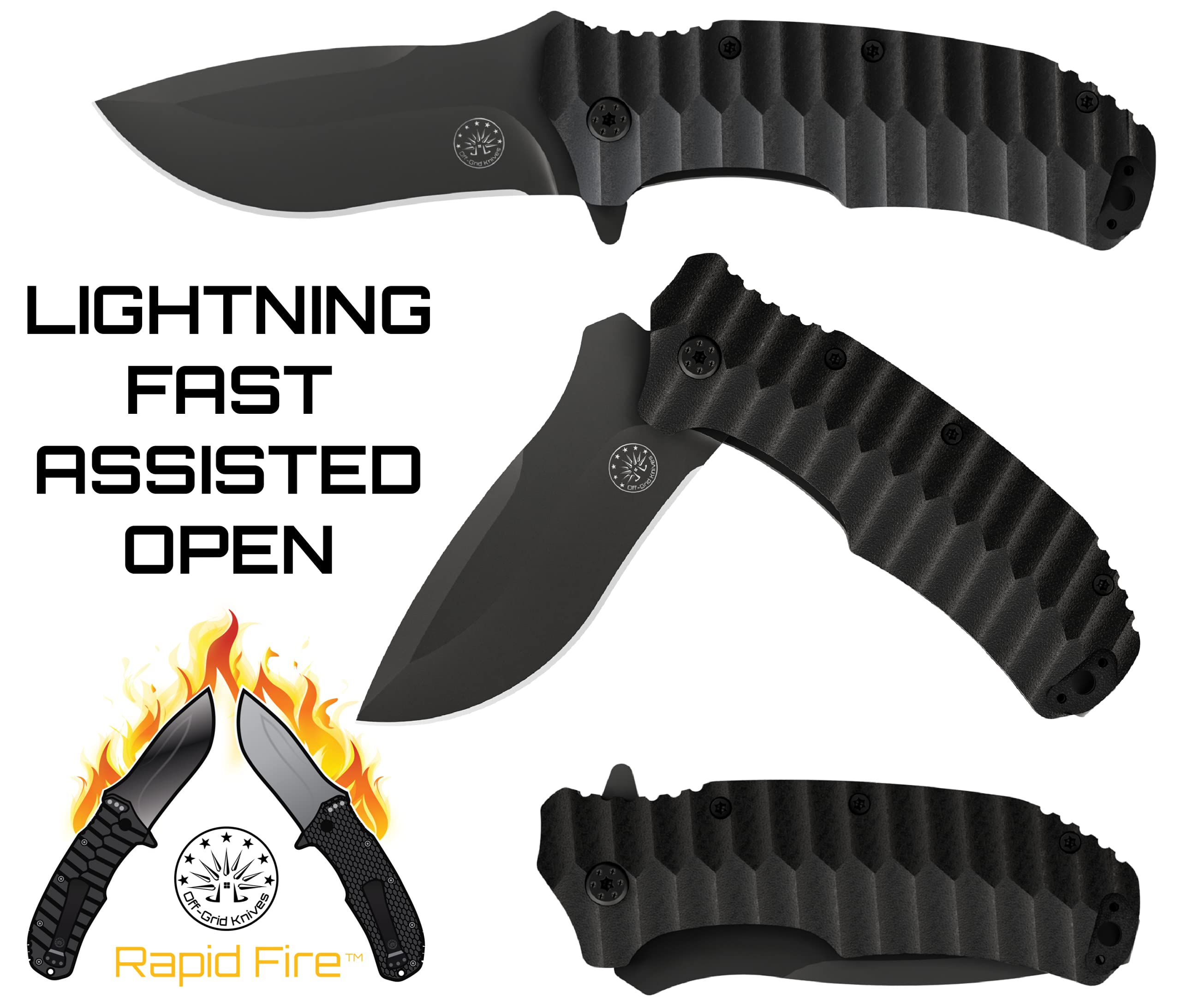 Snapklik.com : Off-Grid Knives - Rapid Fire Blackout - Large Folding ...