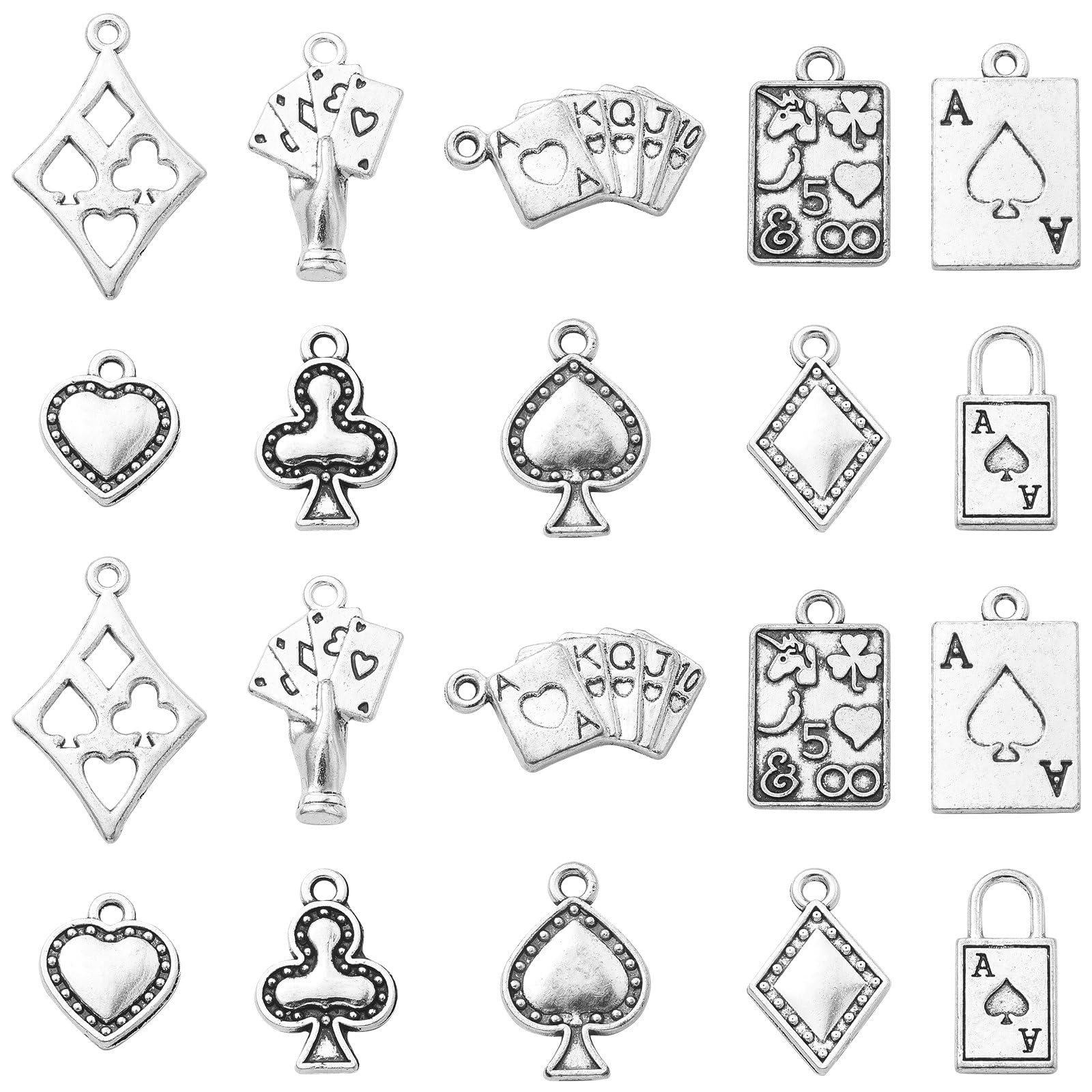 DanLingJewelry 100Pcs 10 Styles Tibetan Poker Card Charms Playing Cards ...