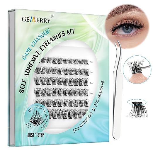 Amazon.com: GEMERRY Self Adhesive Eyelashes Clusters kit Press on ...