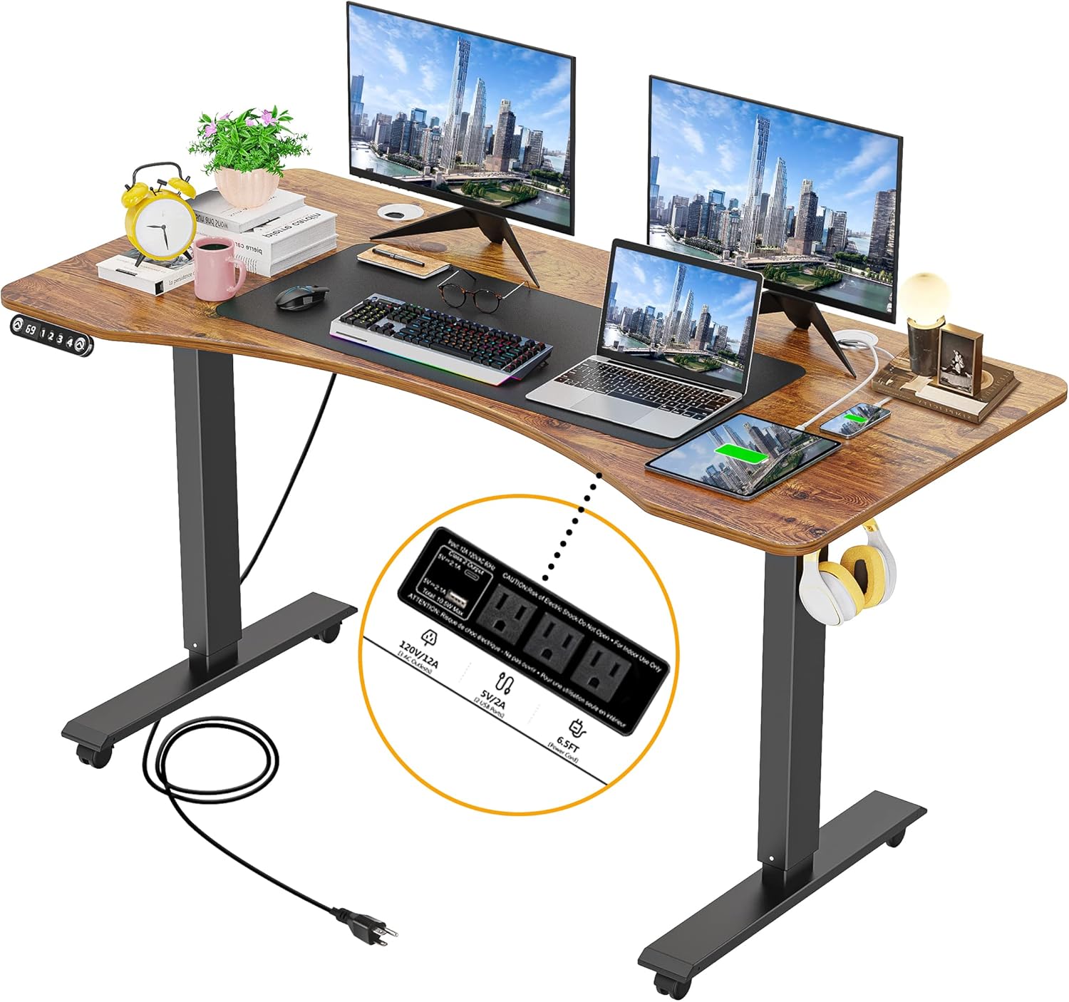 Amazon.com: Legooin 55'' x 24'' Sit Stand Desk Electric Standing ...