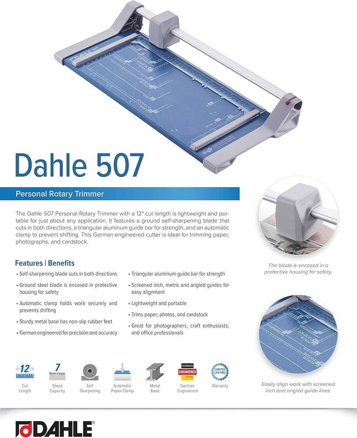 Dahle 507 recortadora rotativa personal, longitud de corte de 12 ...