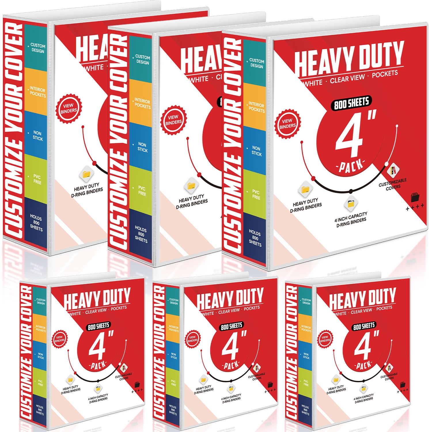 Snapklik.com : Sinload 6 Pcs 3 Ring Binder, 4 Inch Large Capacity D ...