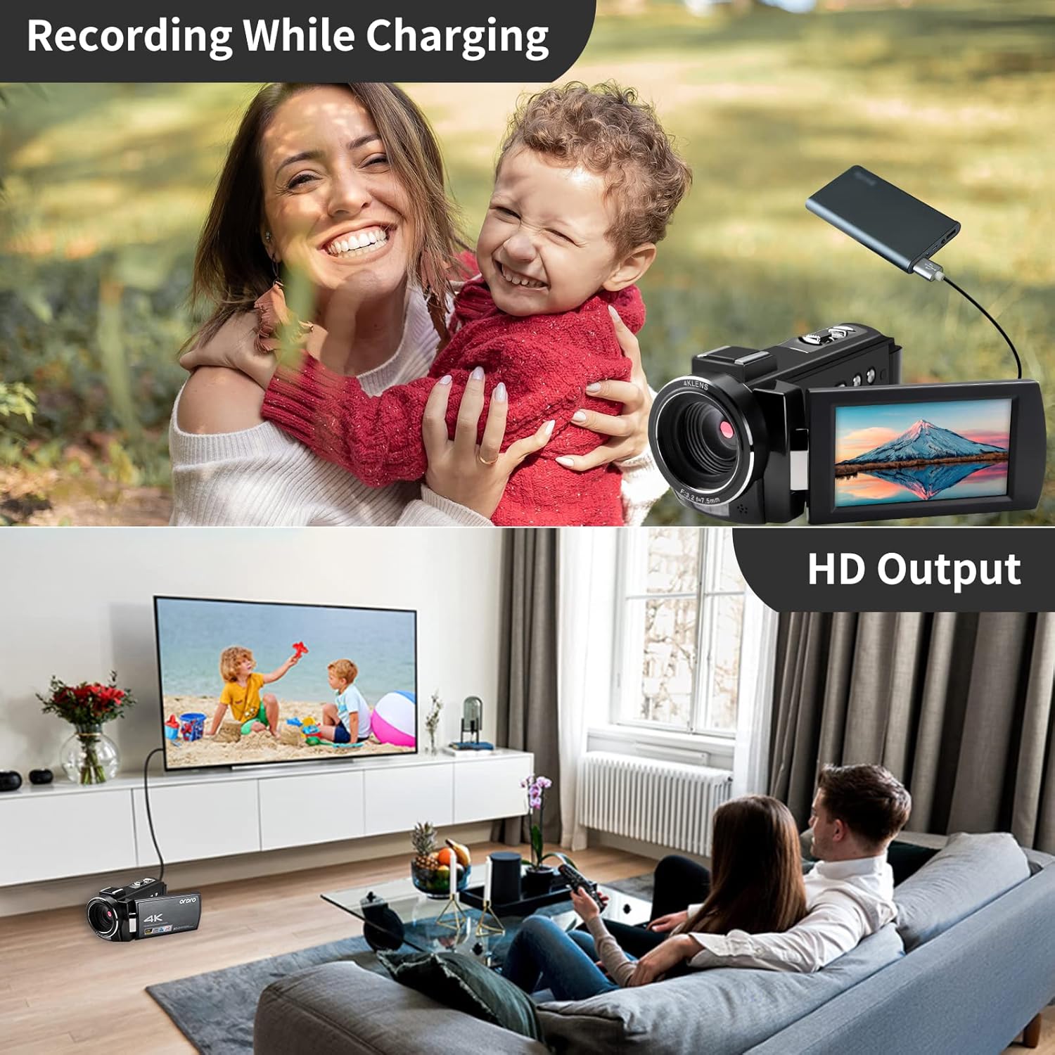 ORDRO Videocámara 4K FHD 1080P 60FPS 48MP WiFi Video Camera Grabadora ...