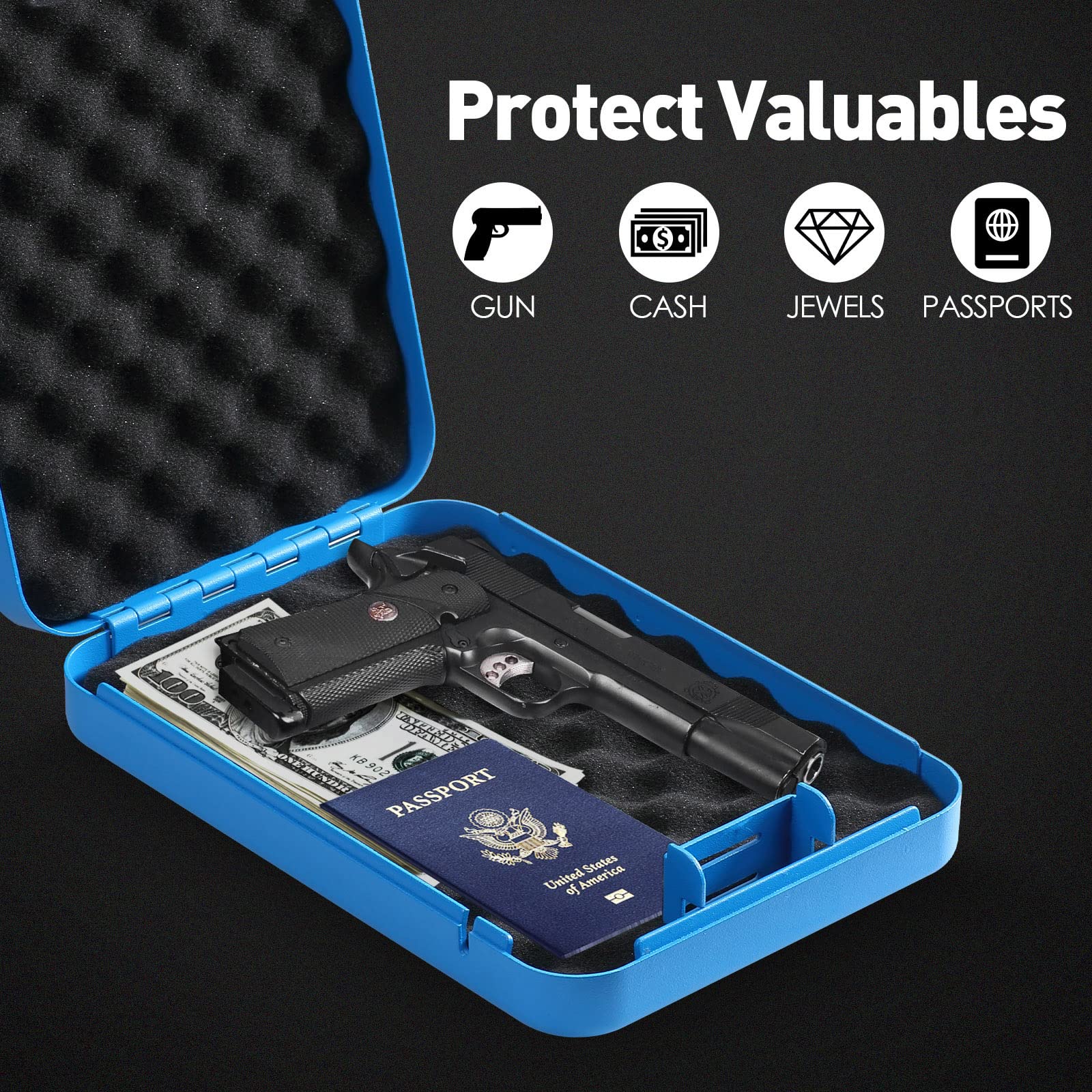 Snapklik.com : Pistol Safe, Portable Travel Gun Safe, Solid Steel ...