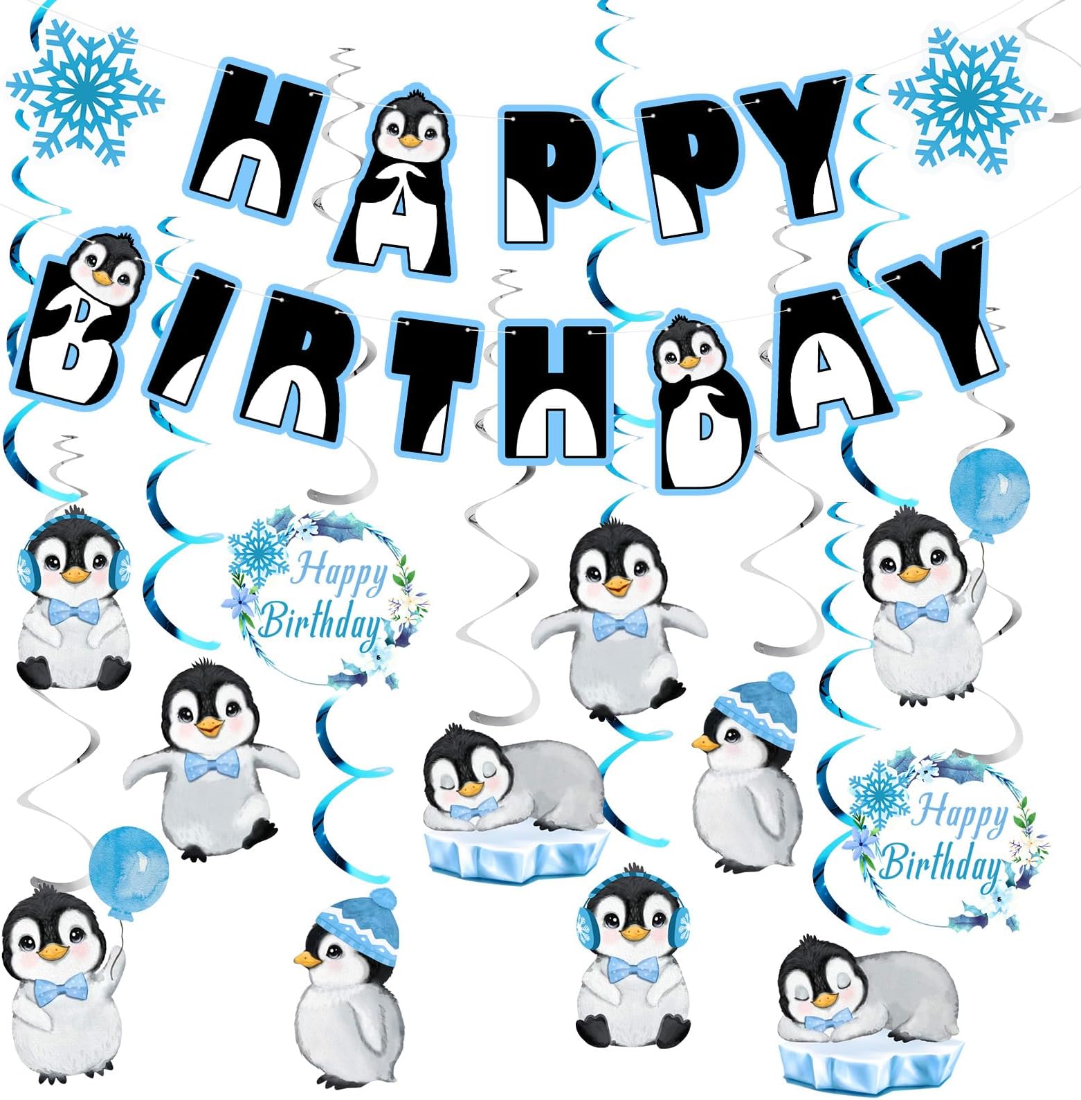 Amazon.com: Zubebe 120 Pcs Penguin Birthday Party Disposable Tableware ...