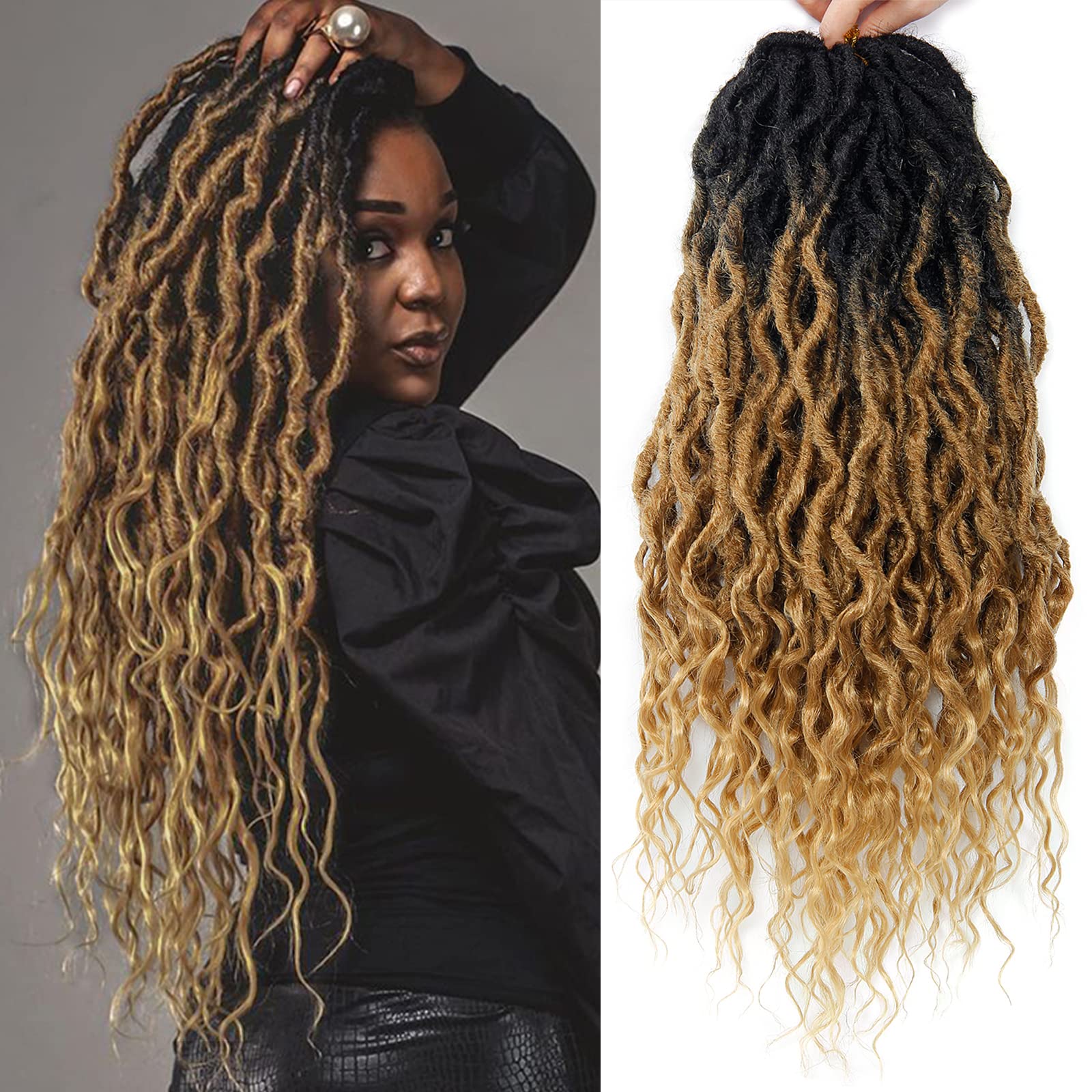 Buy Faux Locs Crochet Hair 6Packs 24Inch Pre-looped Long Goddess Locs ...