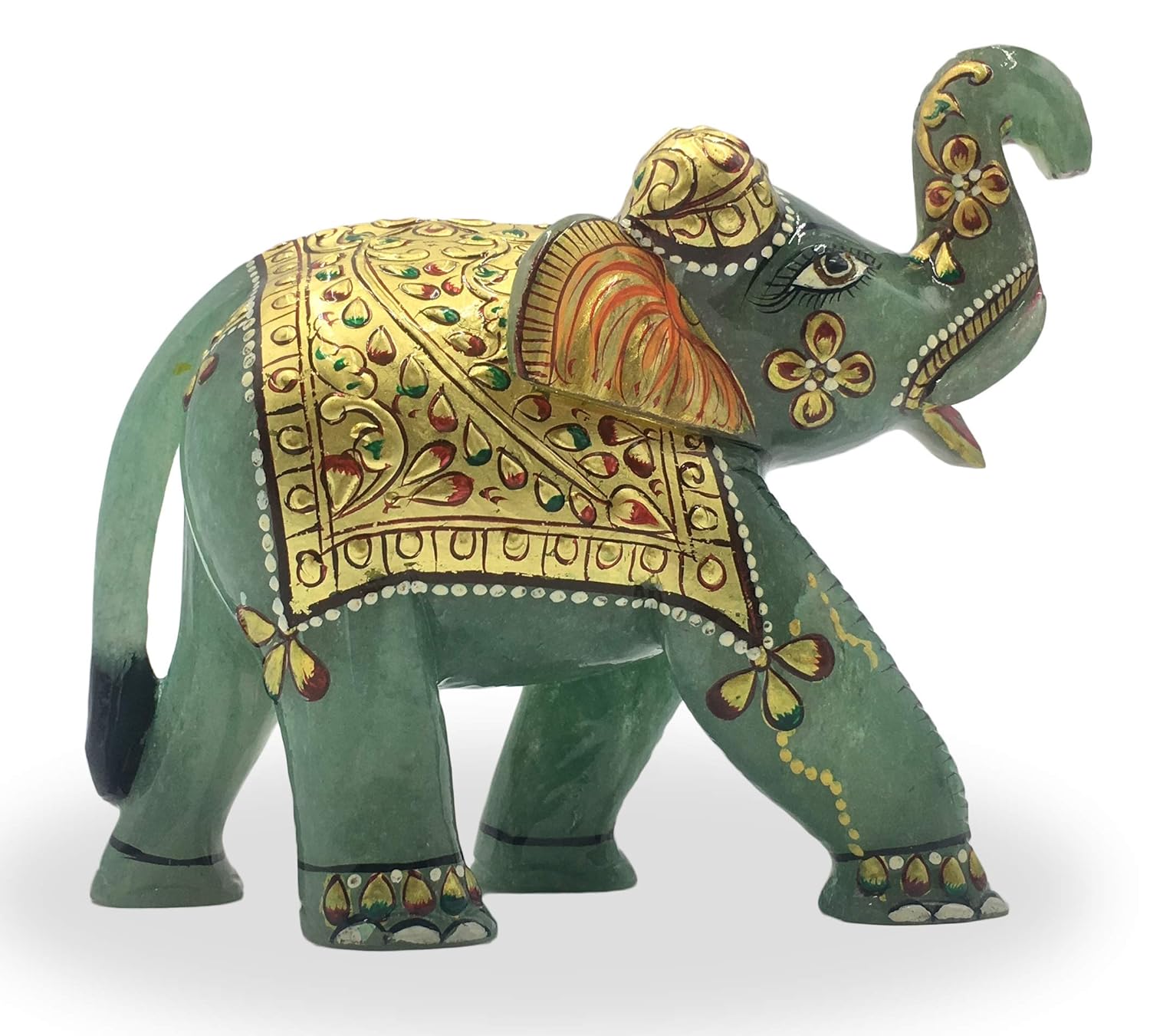Amazon.com: Green Aventurine Elephant Statue | Figurine with real Gold ...