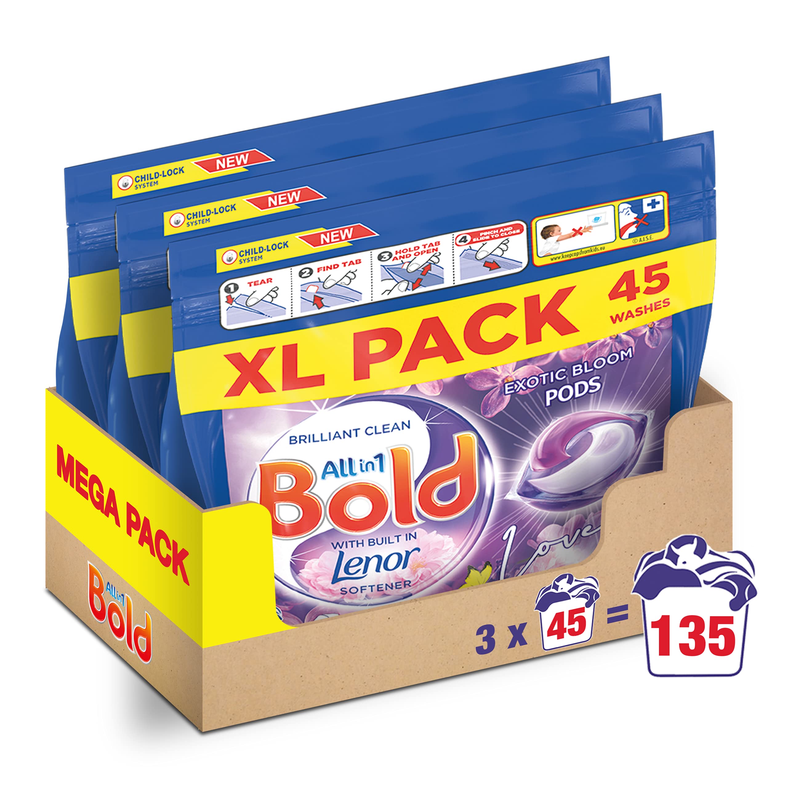 Bold All-In-One Pods, Laundry Detergent Washing Tablets/Capsules, 135 ...