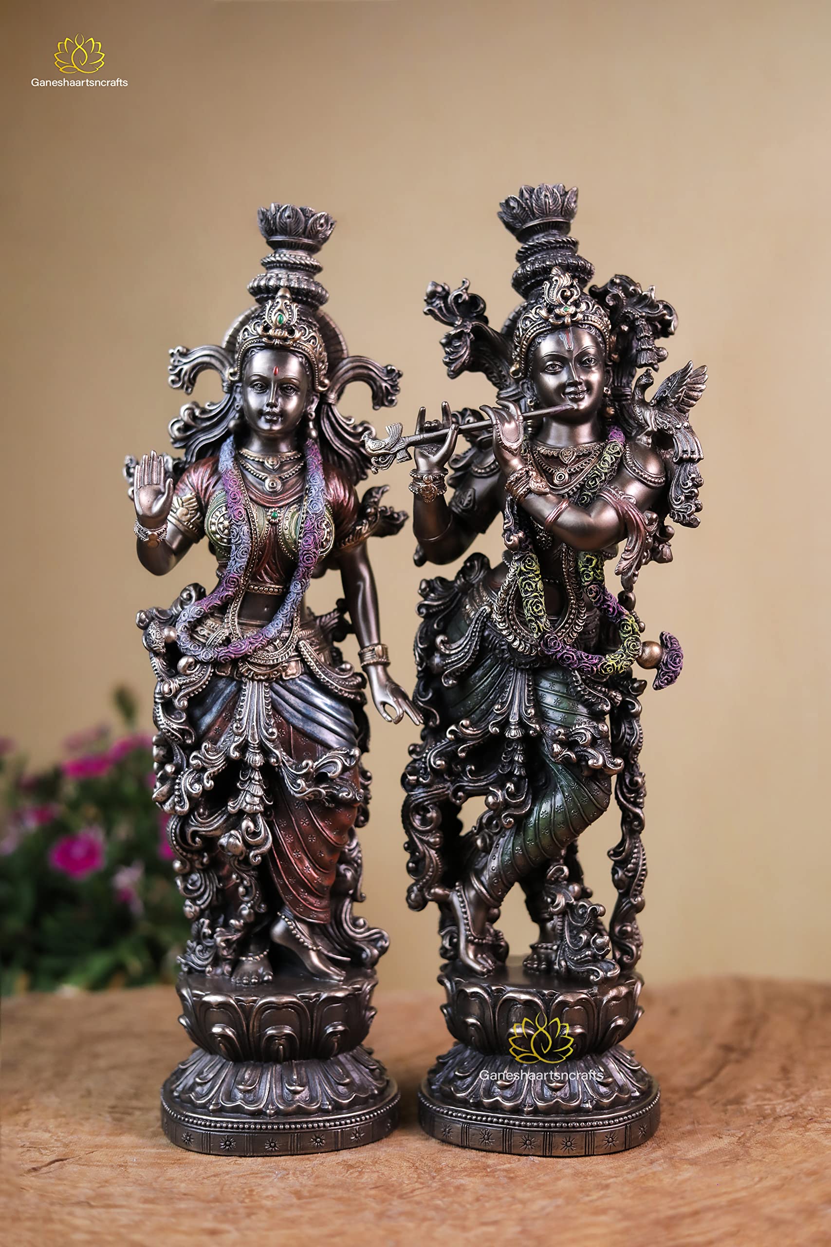 Radha Krishna Statue 15 Inch Bonded Bronze Jugal Jodi Krishna ...