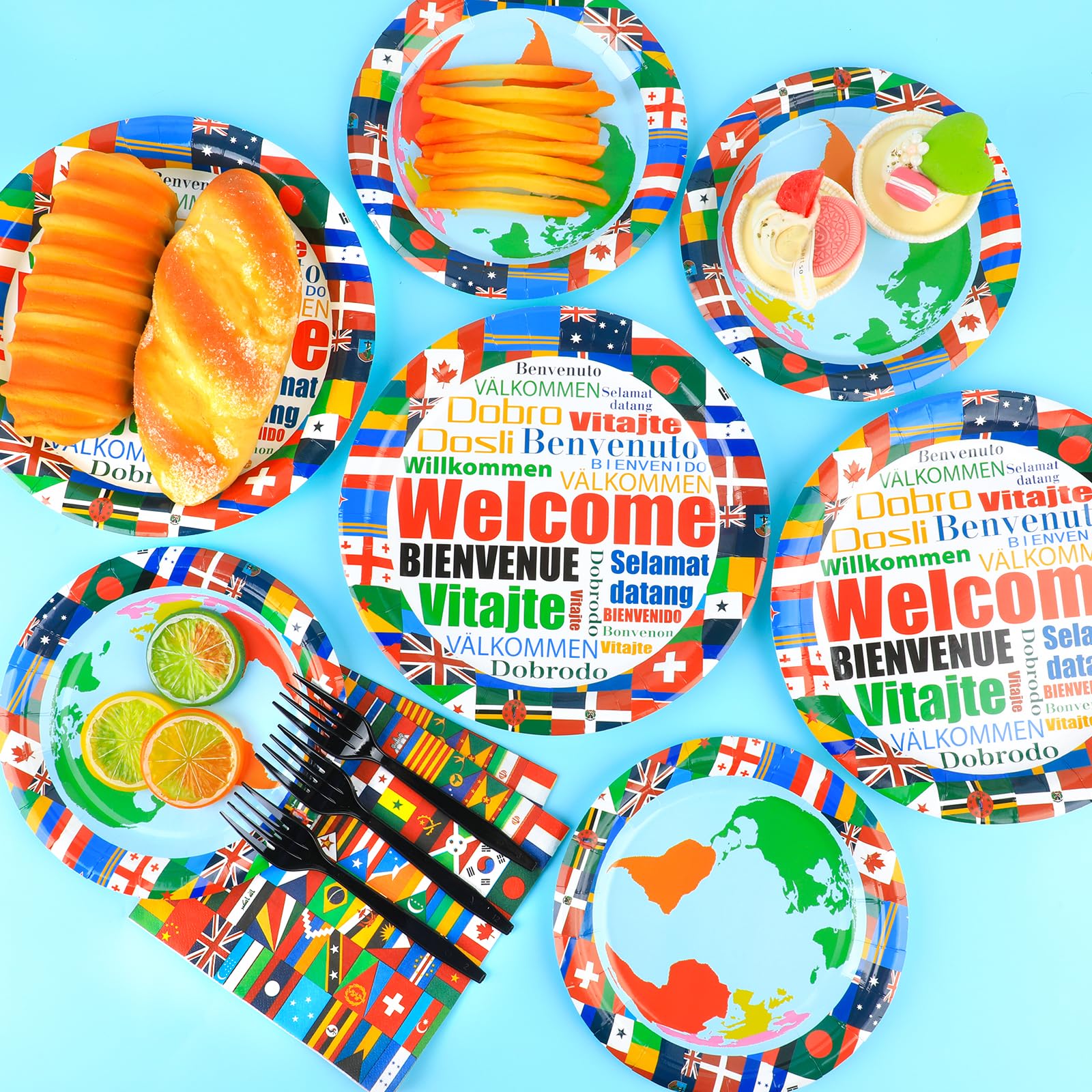 Country Flags Disposable Plates International Flags Dessert Plates - 8 ...