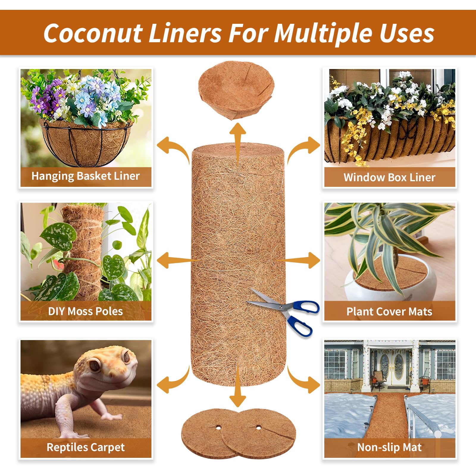 Snapklik.com : 16X80 Inch Natural Coco Liner Roll, Coconut Liners For ...