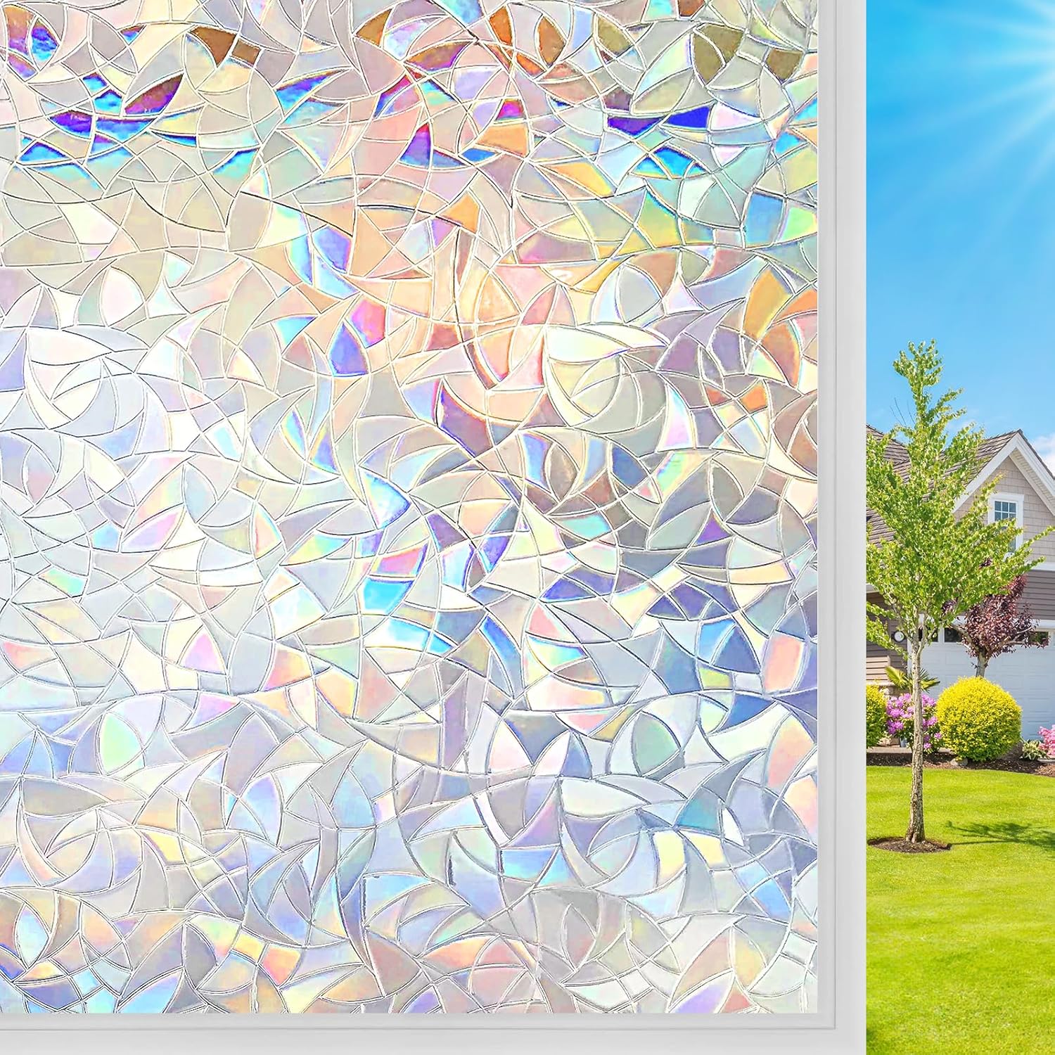 Amazon.com: DUOFIRE Window Privacy Film, Rainbow Window Clings for ...