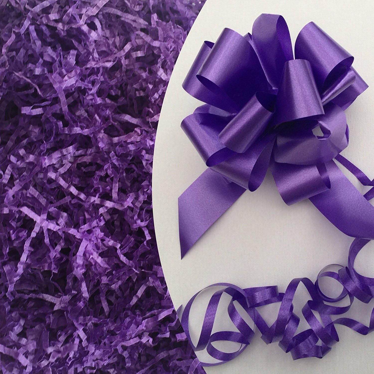 ShredAstic Purple Shredded Tissue Paper & Purple Pull Bow 31mm Astic ...