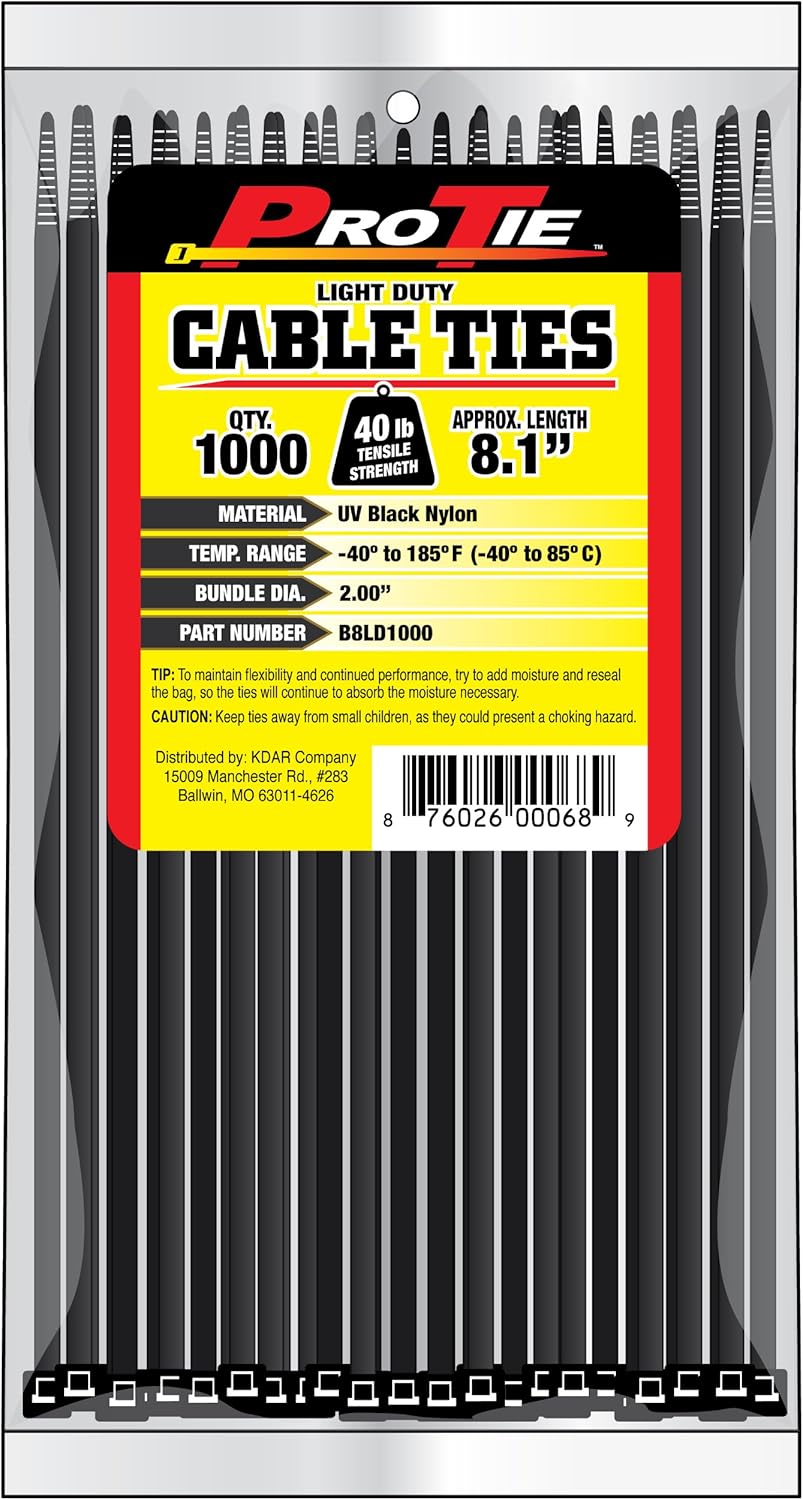 Amazon.com: Pro Tie Light Duty, Self-Locking Nylon Cable Wire Ties for ...