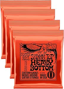Amazon.com: Ernie Ball 2215 Skinny Top/Heavy Bottom Slinky Nickel Wound Strings - 4 PACK ...