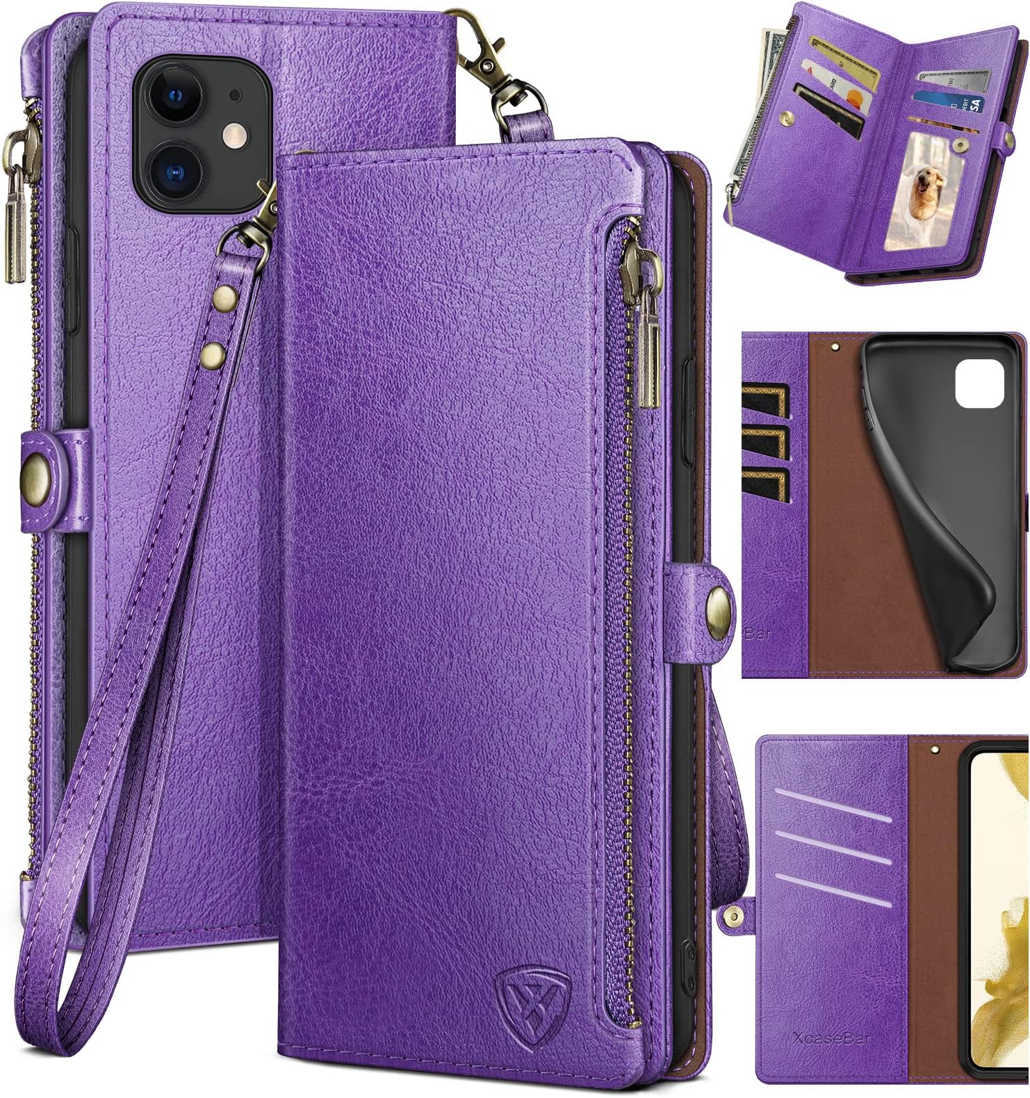 Amazon.com: XcaseBar for iPhone 12/12 Pro 6.1" Wallet case with Zipper ...