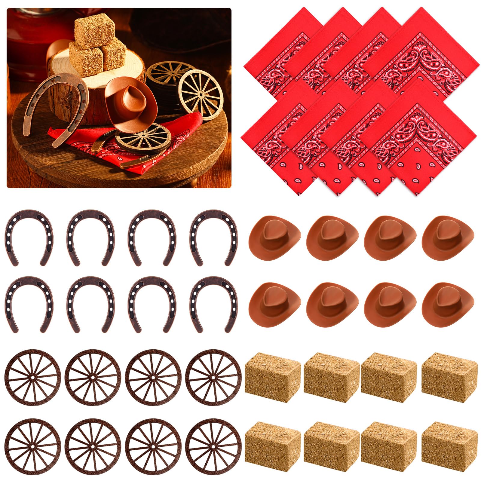 Amazon.com: Junkin 40 Pcs Western Party Decorations Mini Horseshoes ...