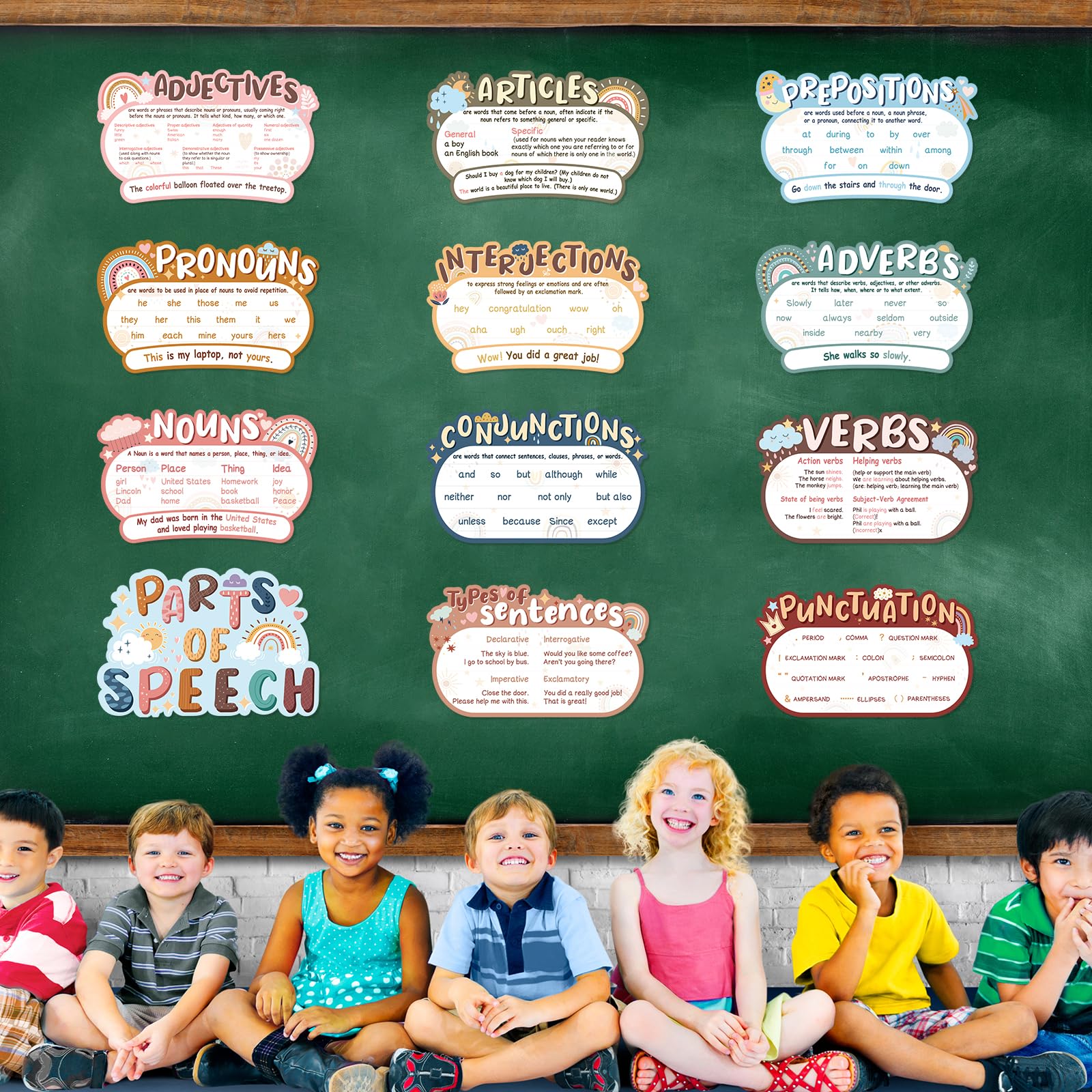 Snapklik.com : Pasimy 12 Pieces Parts Of Speech Posters English Grammar ...
