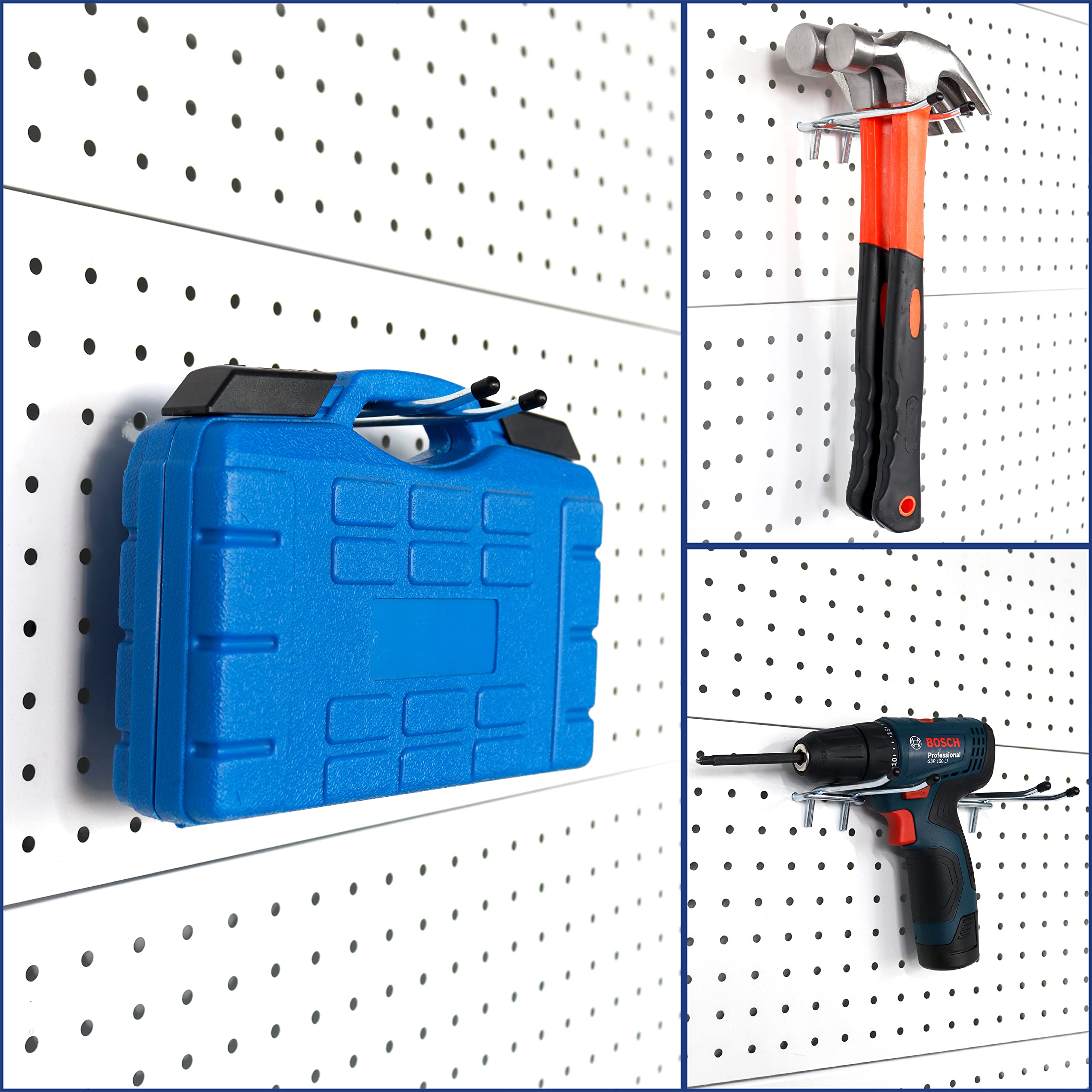 Buy POETISKE Pegboard Double Arm Peg Straight Hook Sturdy Plastic Tip ...