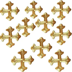 Amazon.com: 10 Pcs Decorative Cross Embroidered Patches Gold Silver ...