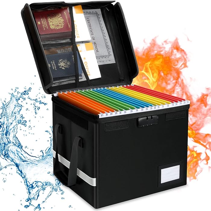 Buy HyFanStr Fireproof Document Box with Lock, Collapsible File ...
