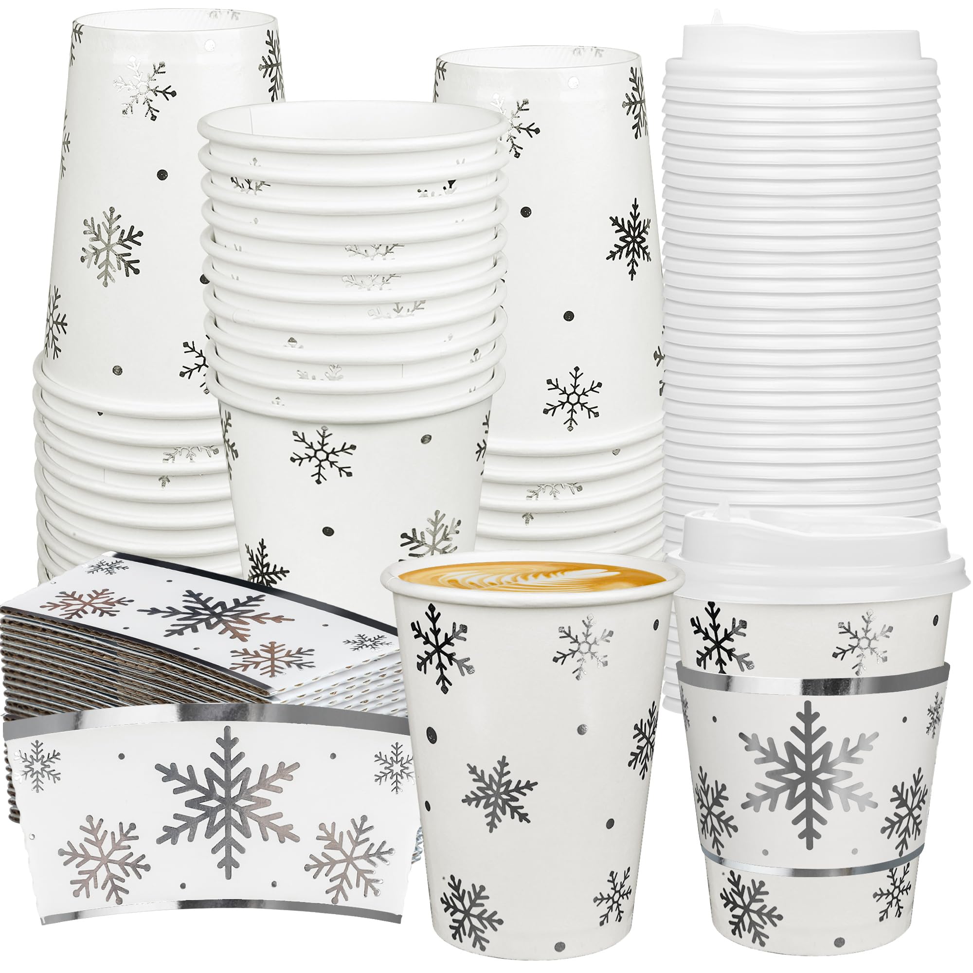 Amazon.com: 24 Pcs Snowflake Disposable Coffee Cups 12oz Winter ...