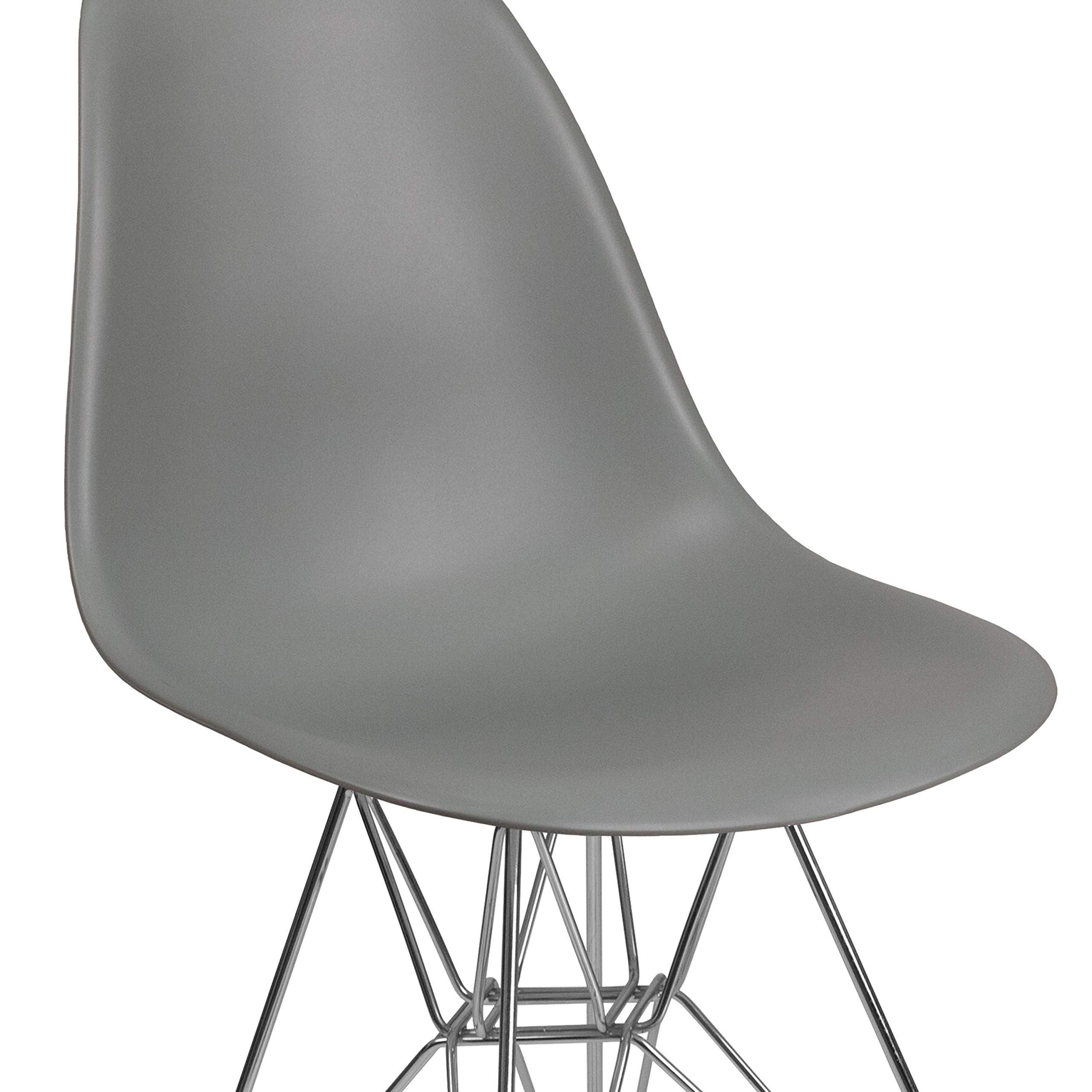 Flash Furniture 2 Pack Elon Series Moss Gray Plastic Chair with Chrome Base
