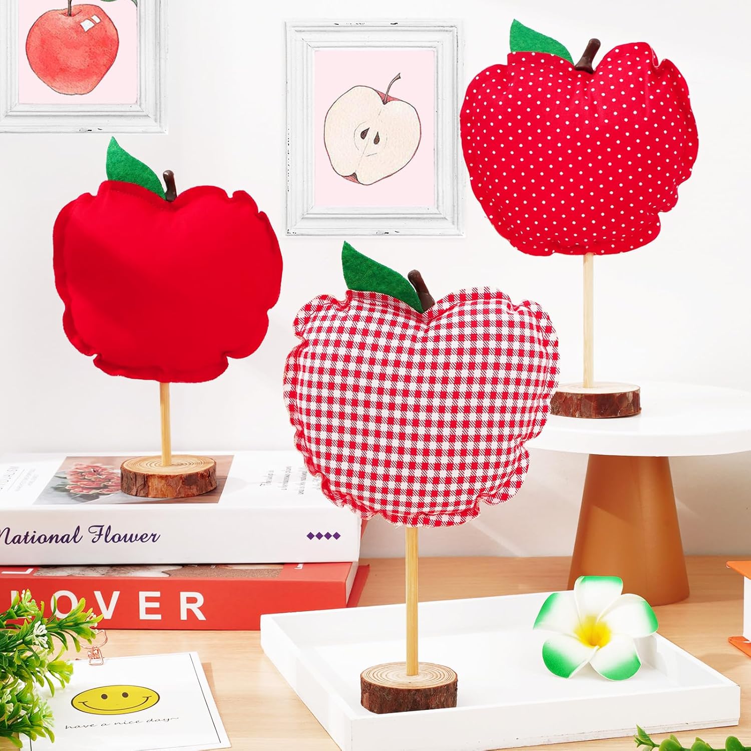 Amazon.com : Whaline 3Pcs Back to School Fabric Tall Standing Plaid Dot ...