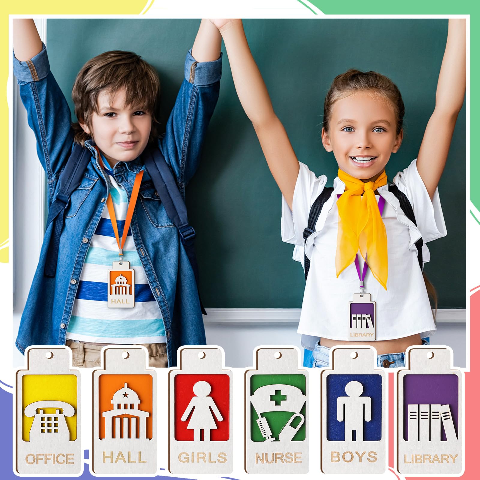 Hall Pass Bathroom Scene Unbreakable PVC Hall Pass Lanyards,Mlife