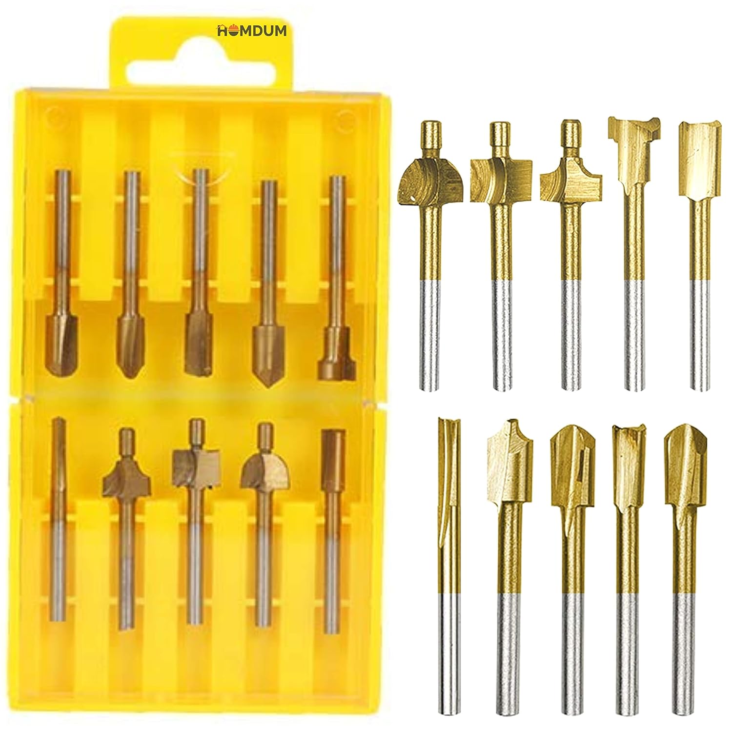 Homdum 10 Pcs 3Mm 1/8" Shank Hss Router Bit Attachment For And Other ...