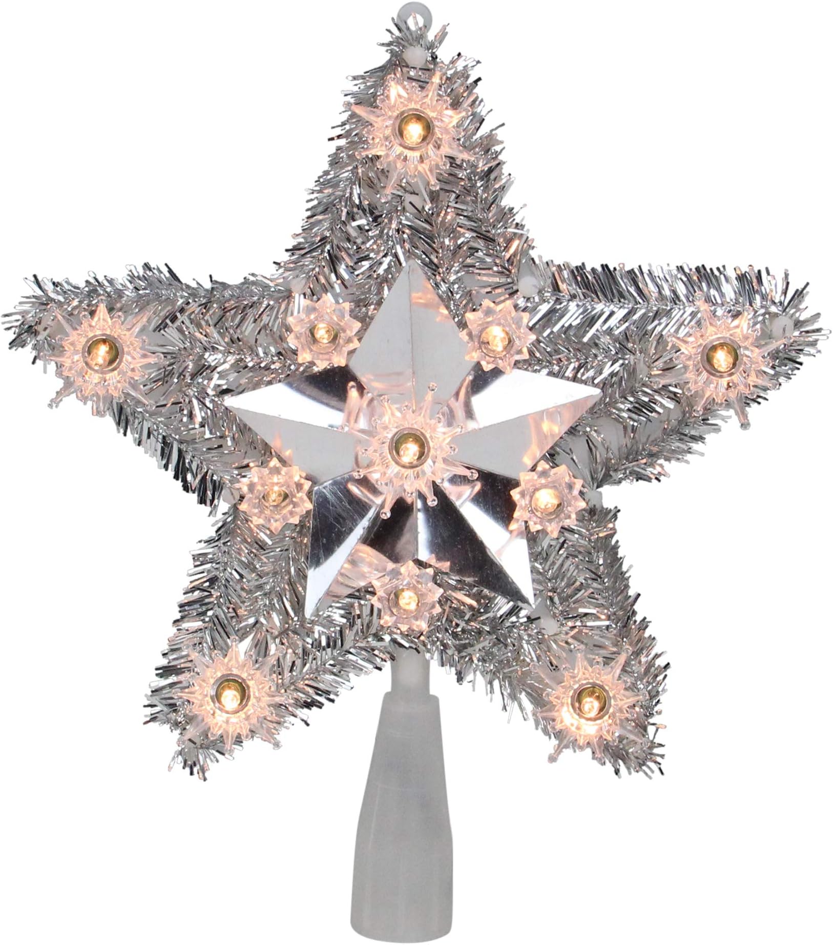 Amazon.com: 8" Pre-Lit Silver Retro Starburst Christmas Tree Topper ...