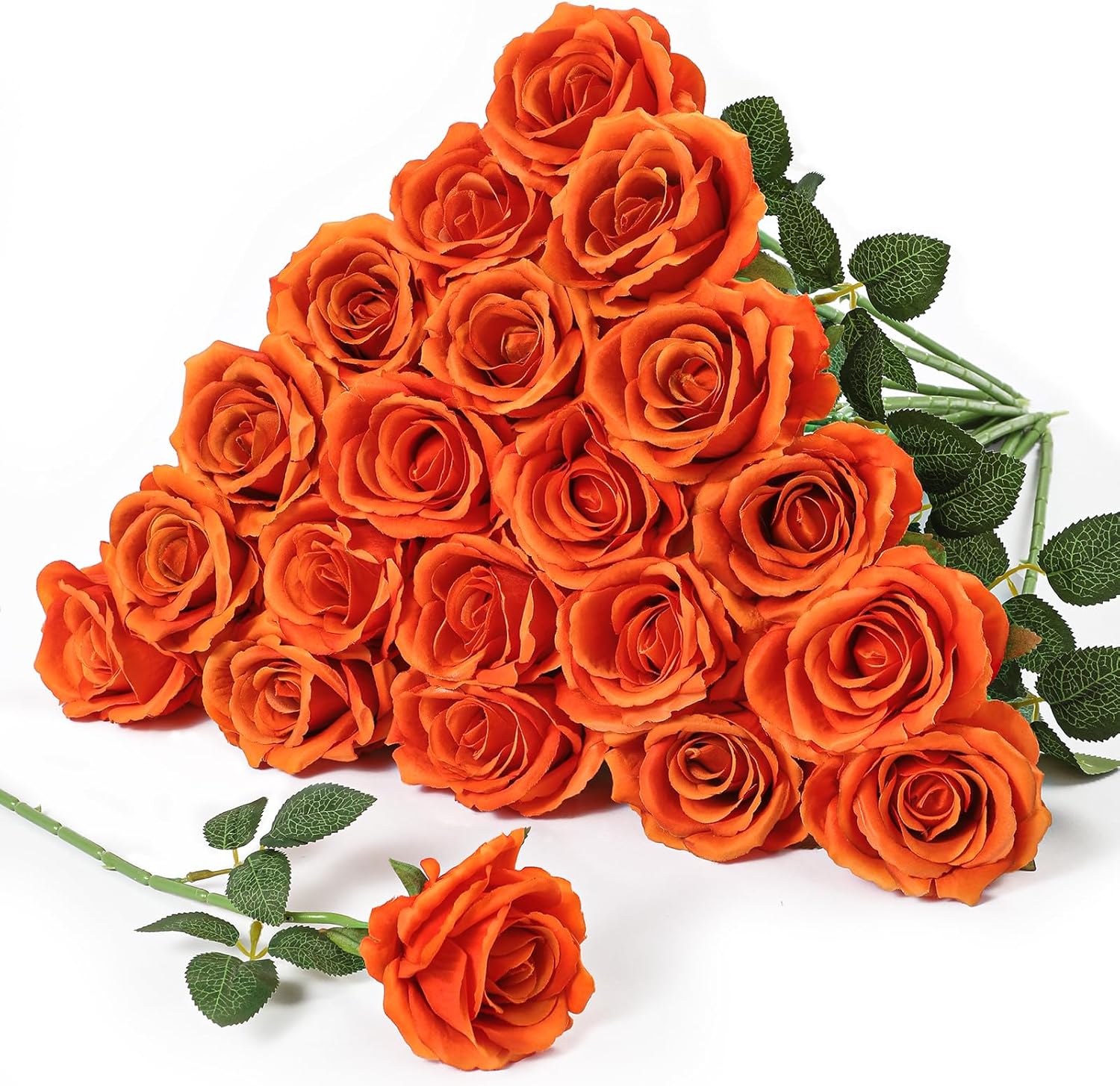 Amazon.com: Serwalin 20pcs 4'' Big Orange Artificial Roses, Large Flower Head Silk Rose Velvet ...
