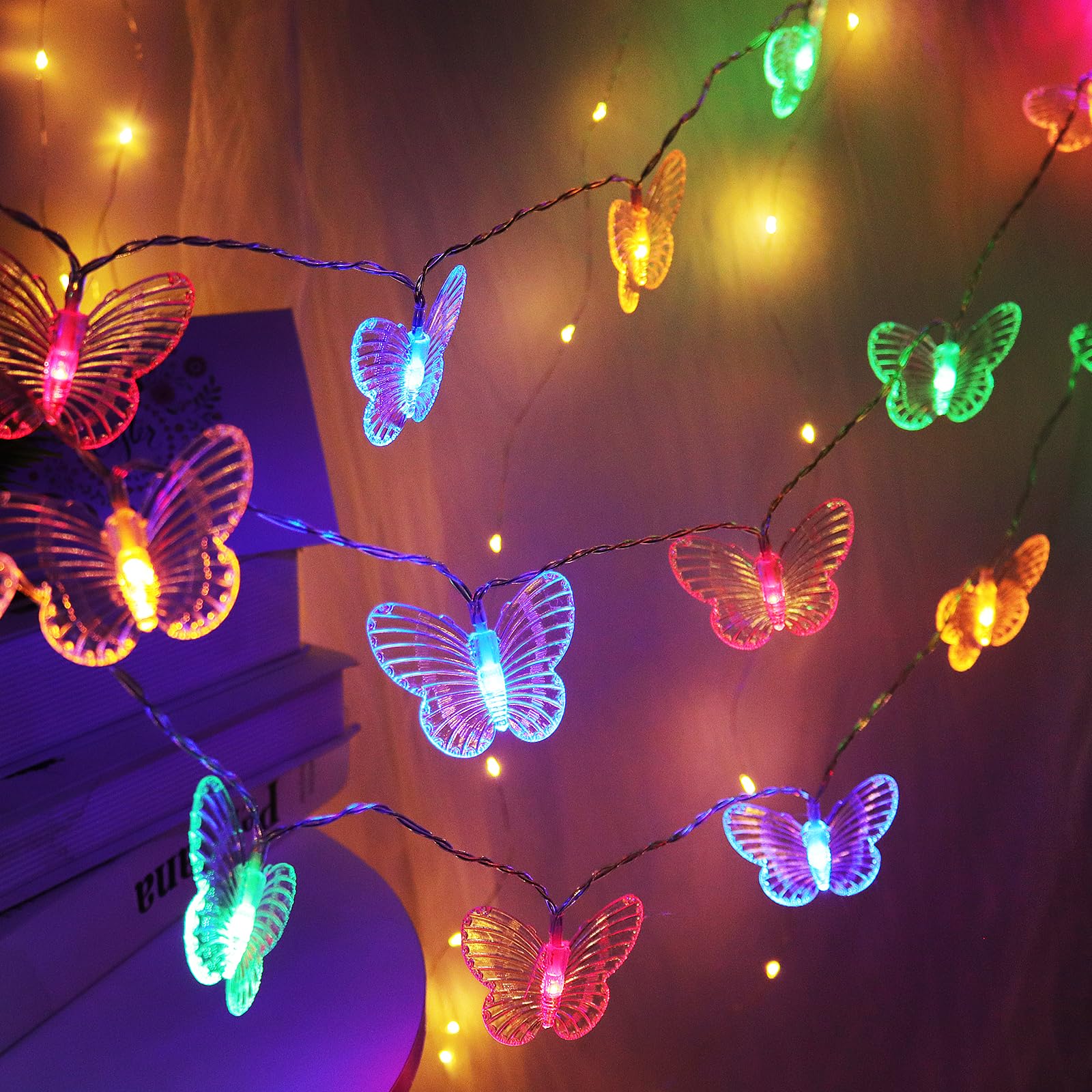 Butterfly Fairy String Lights, 3M/10ft 20LEDs Battery Operated ...