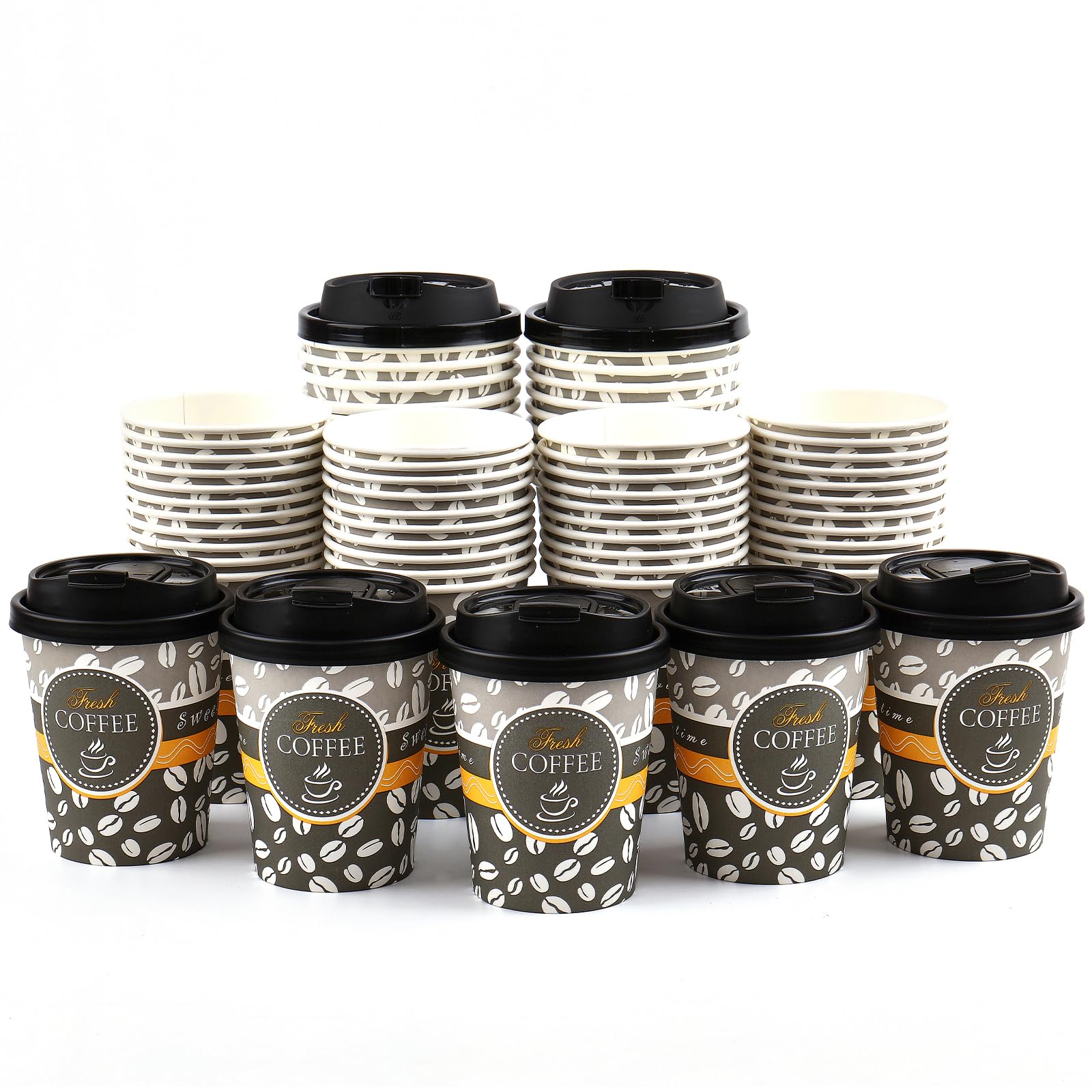 Amazon.com: Rabbit Dance 48 Pack 8 Oz Disposable Coffee Cups with Lids ...