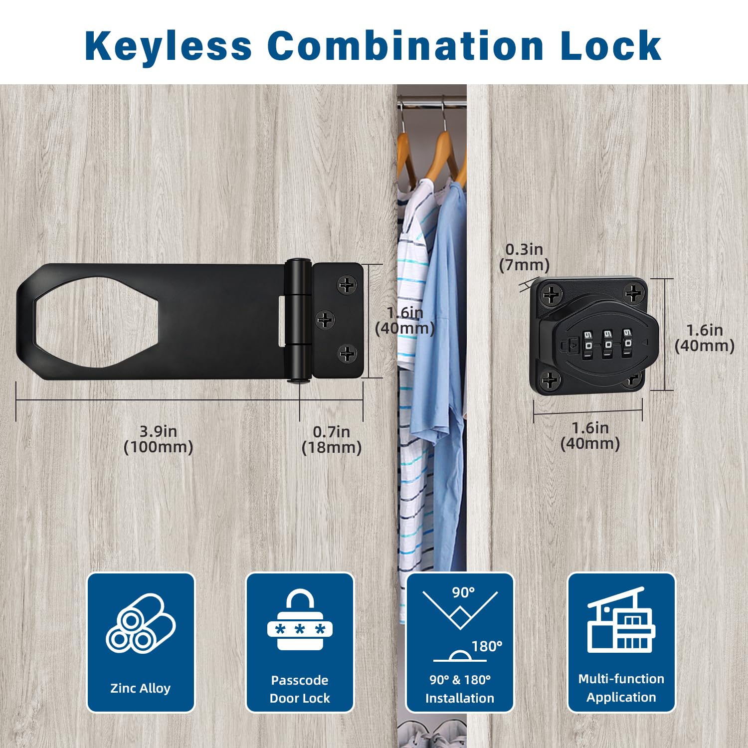 Snapklik.com : Cabinet Lock,Keyless 3-Digit Password Hasp Cabinet Locks