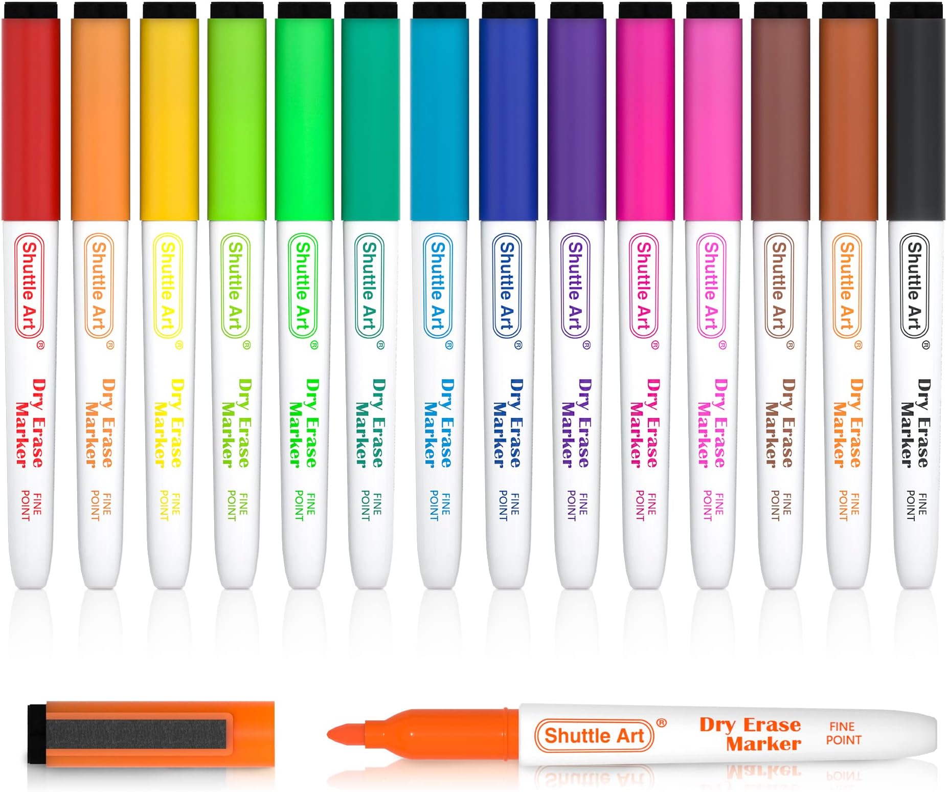 Shuttle Art Whiteboard Pens, 15 Colours Magnetic Whiteboard Makers Fine ...