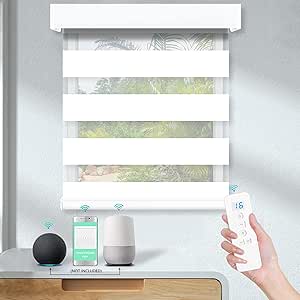 MING CHEN Motorized Zebra Blinds, Built-in Rechargeable Motor, Smart Window Blinds, Automatic ...
