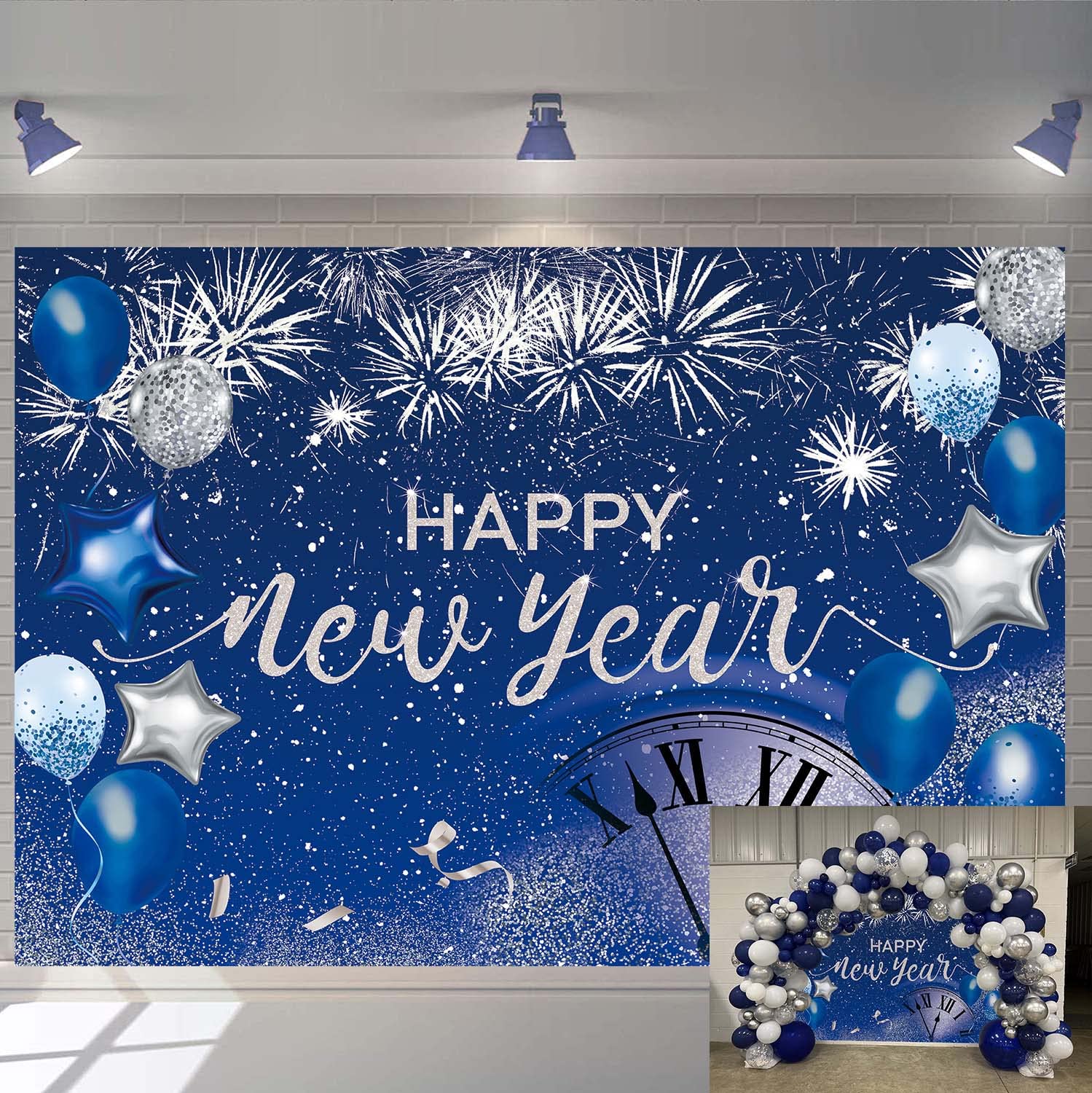 Amazon.com : Blue Happy New Year Backdrop 2025 New Year Eve Party ...