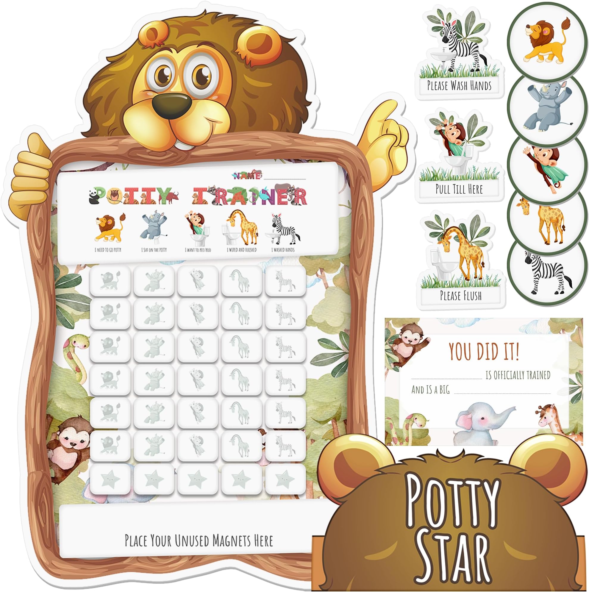 Amazon.com: Potty Training Chart for Toddlers Boys and Girls, Safari ...