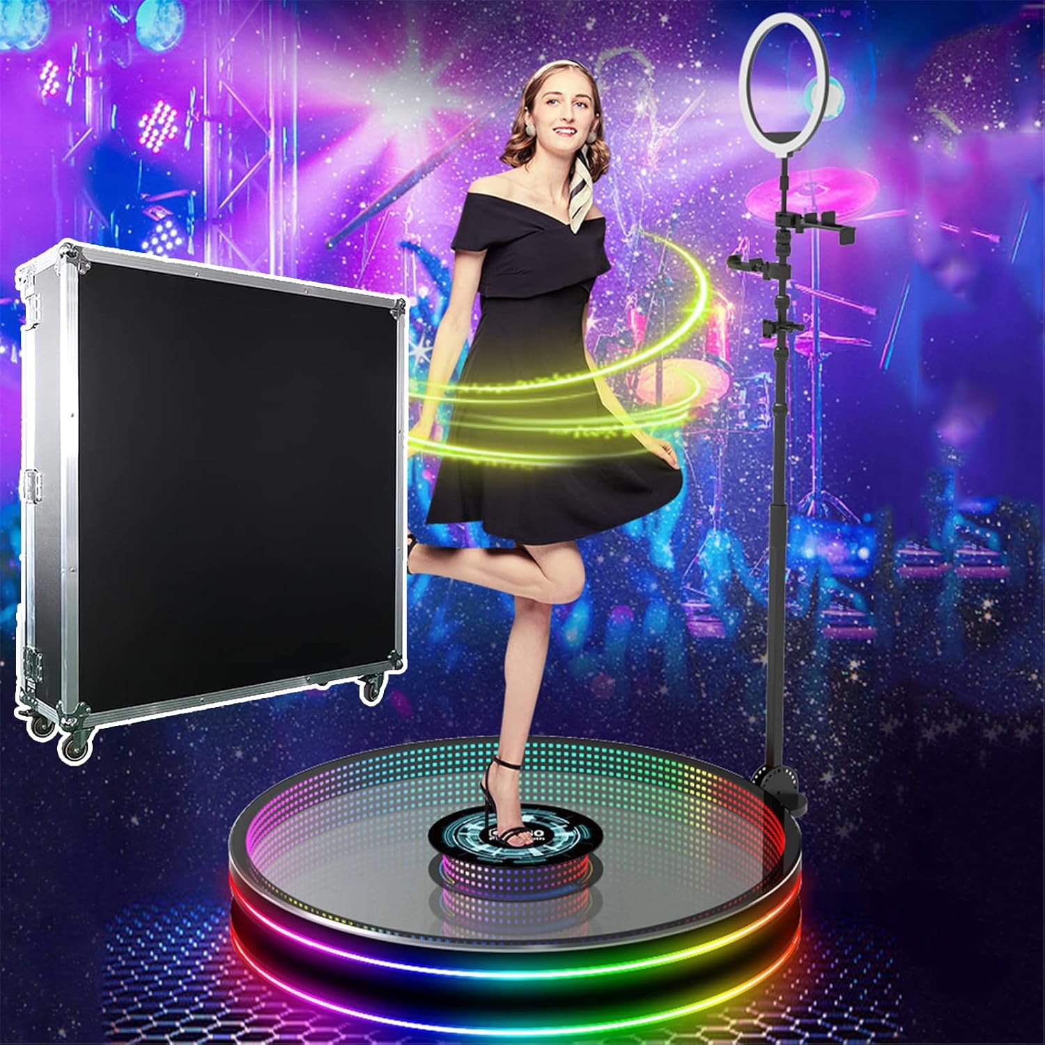 360 Selfie Glass Spin Platform, with Rotating Adjustable Camera Stand ...