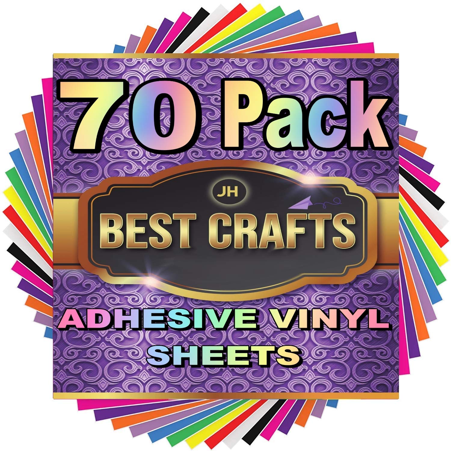Amazon.com: Permanent Adhesive Backed Colored Vinyl Set, 70 Sheets ...