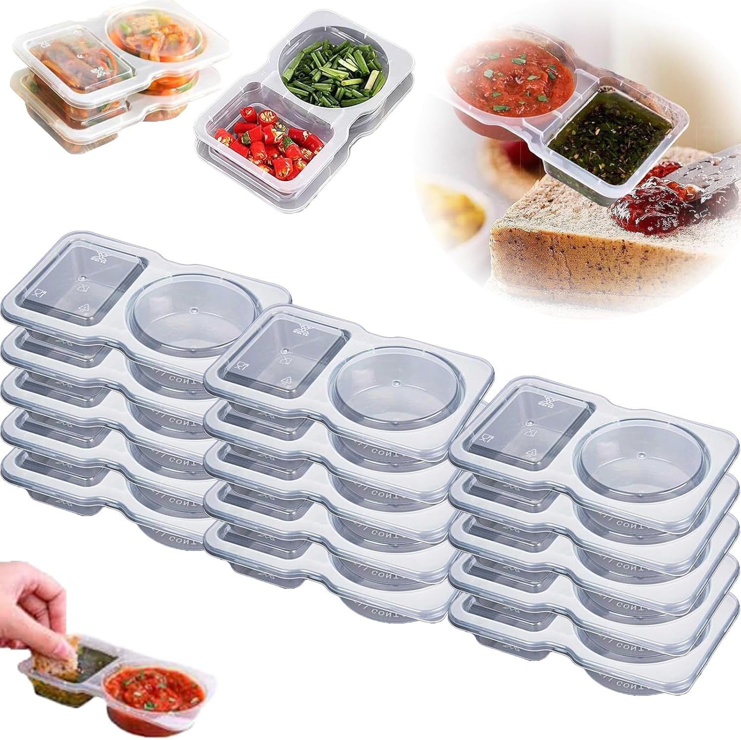 Amazon.com: YLBUH Double Compartment Condiment Container, Double ...